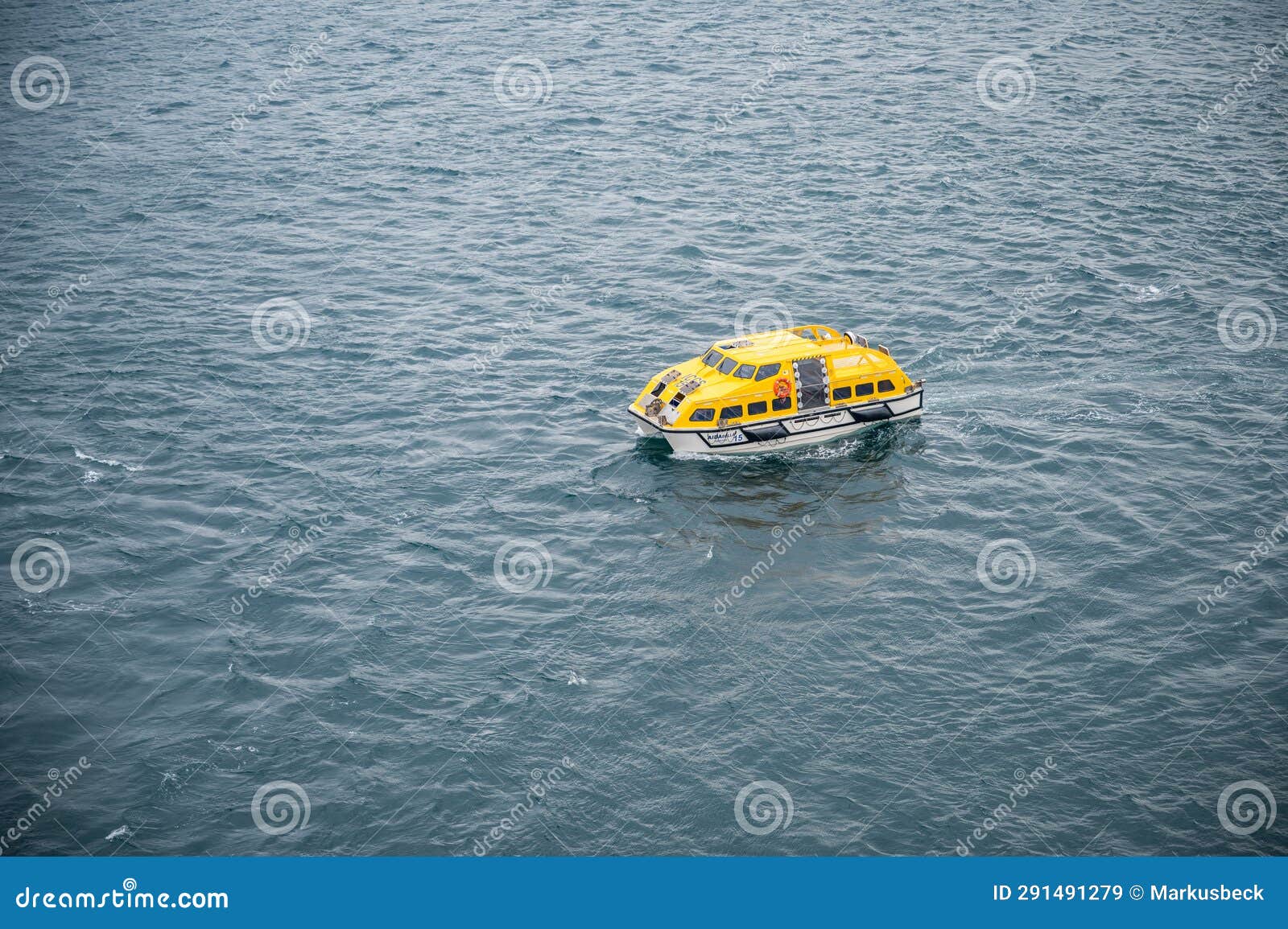 Yellow AIDA Bella Lifeboat on the Sea Stock Image - Image of water ...