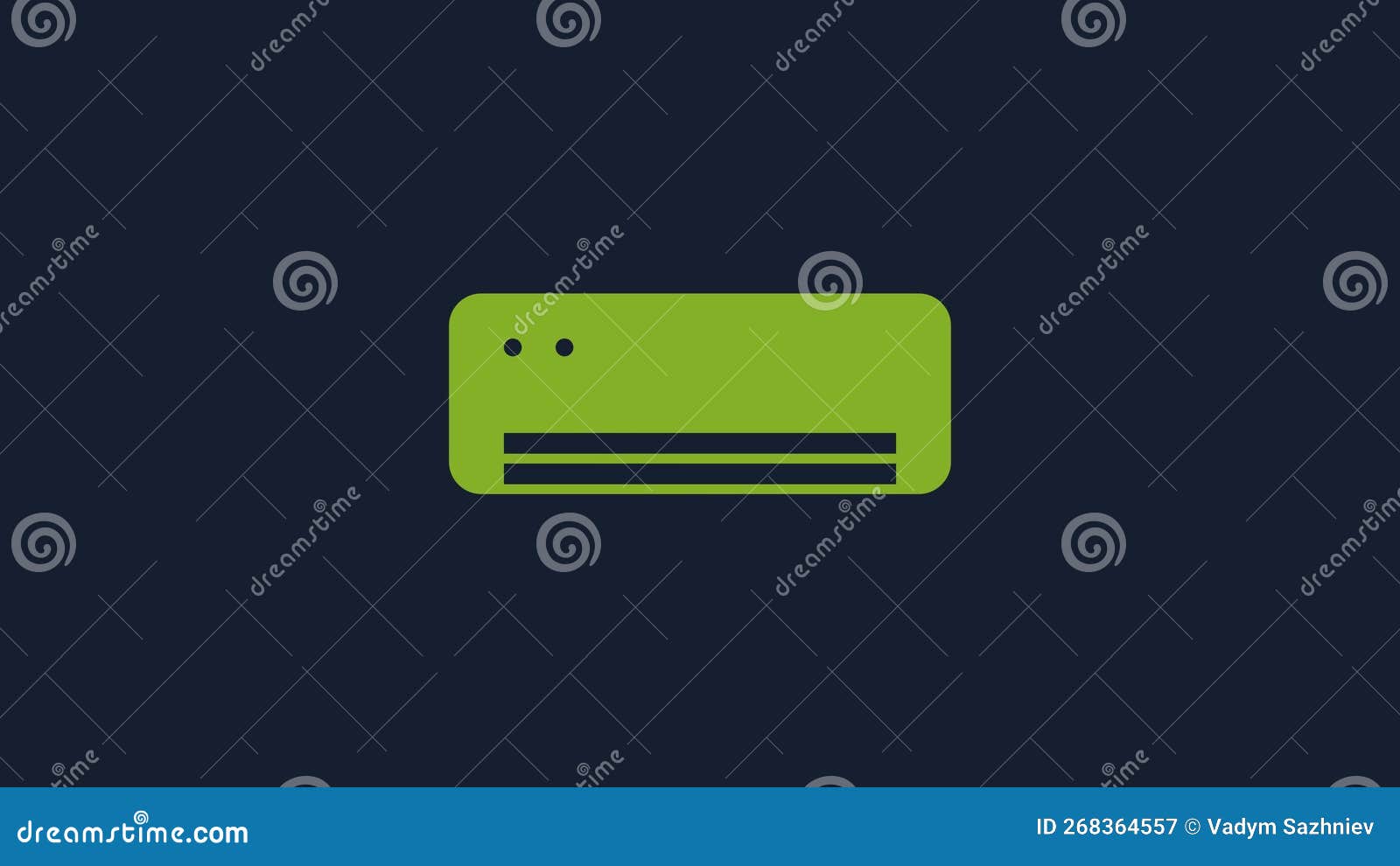 Yellow Air Conditioner Icon Isolated on Blue Background. Split System ...