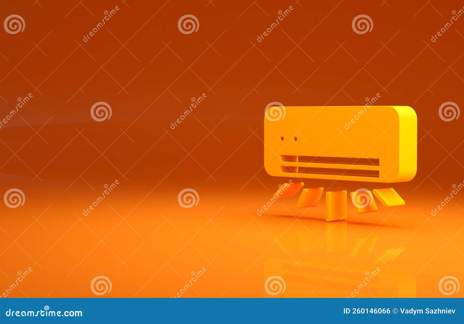 Yellow Air Conditioner Icon Isolated on Orange Background. Split System ...