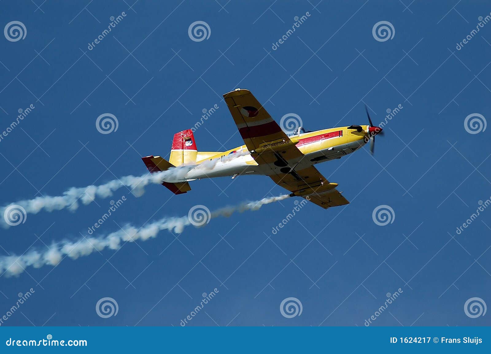 Yellow airplane stock image. Image of fighter, show, smoke - 1624217