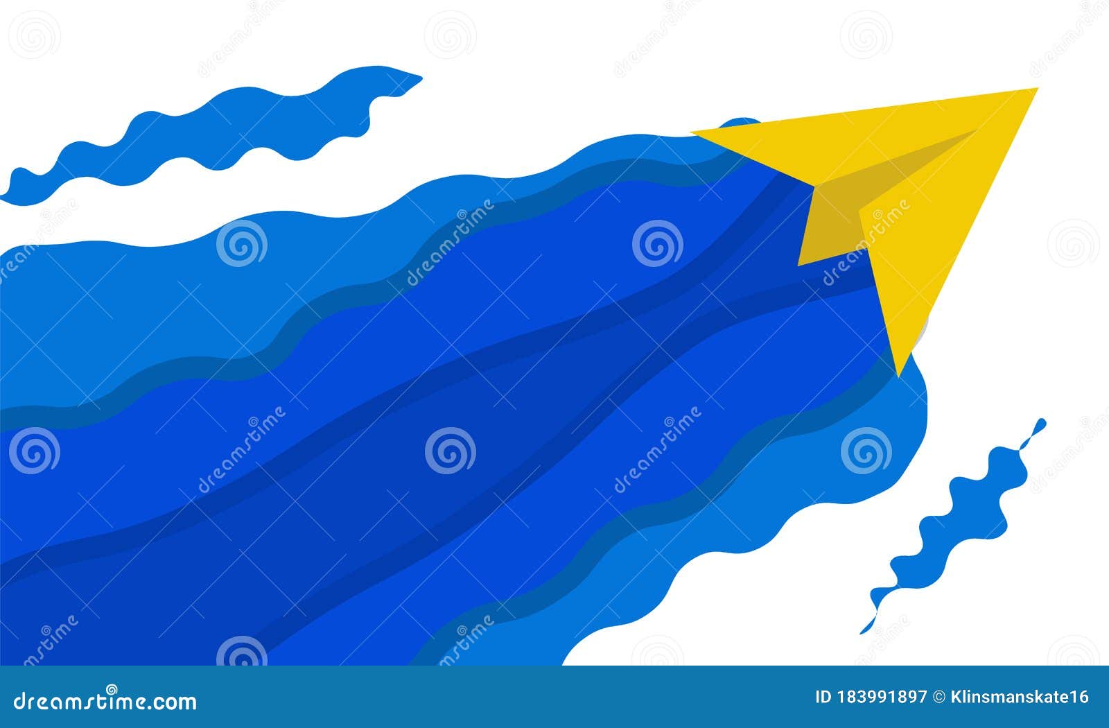Yellow Airplane with Abstract Blue Background Concept Vector Stock ...
