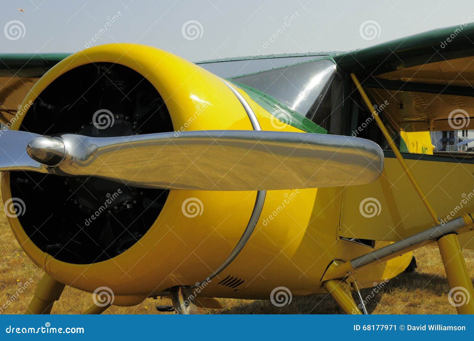 Yellow Airplane with Chrome Propeller Stock Image - Image of yellow ...