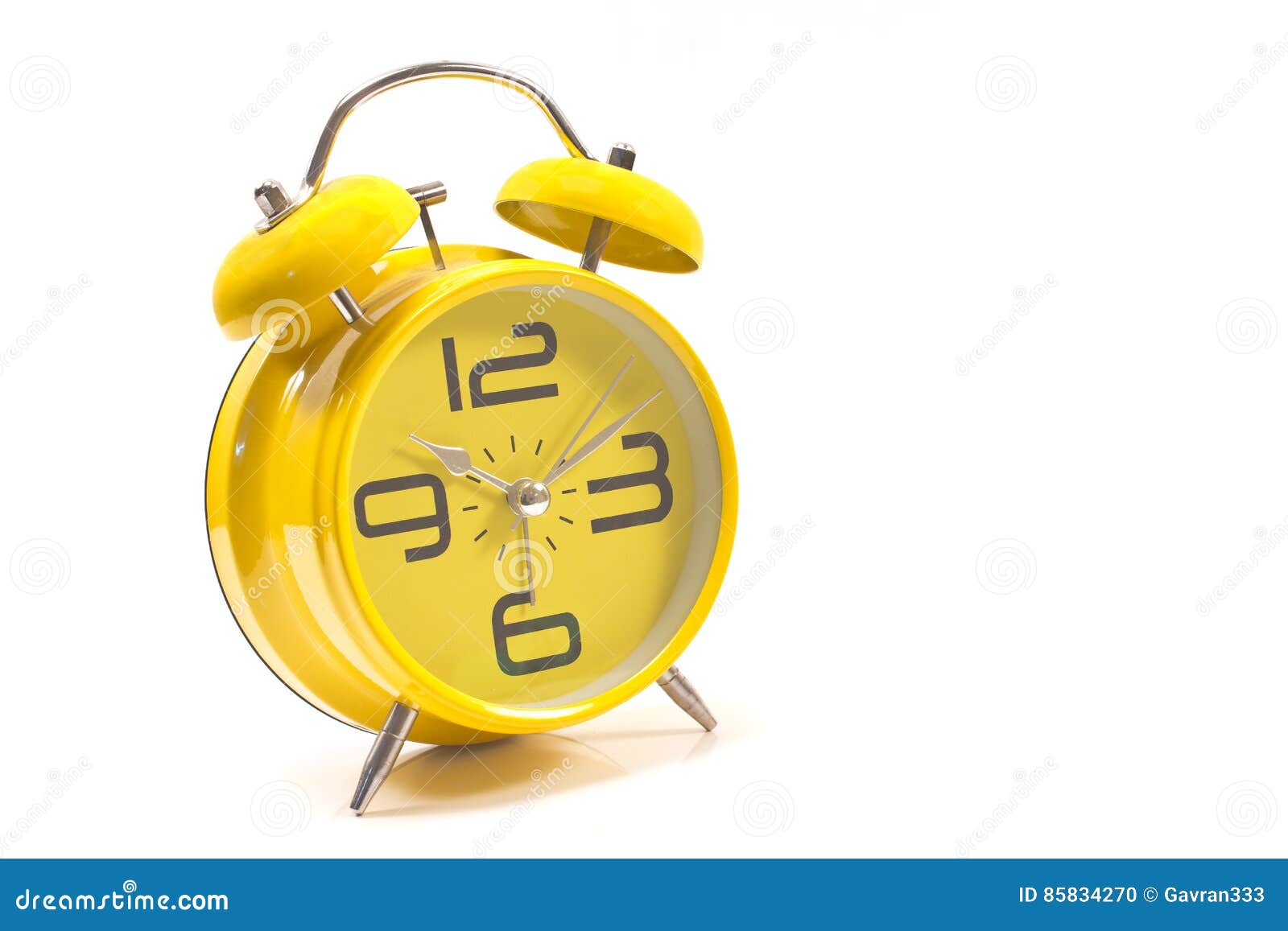 Yellow Alarm Clock Isolated Stock Photo - Image of sound, metal: 85834270