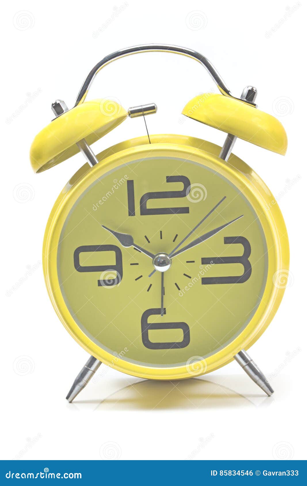 Yellow Alarm Clock Isolated Stock Photo - Image of sleep, minute: 85834546