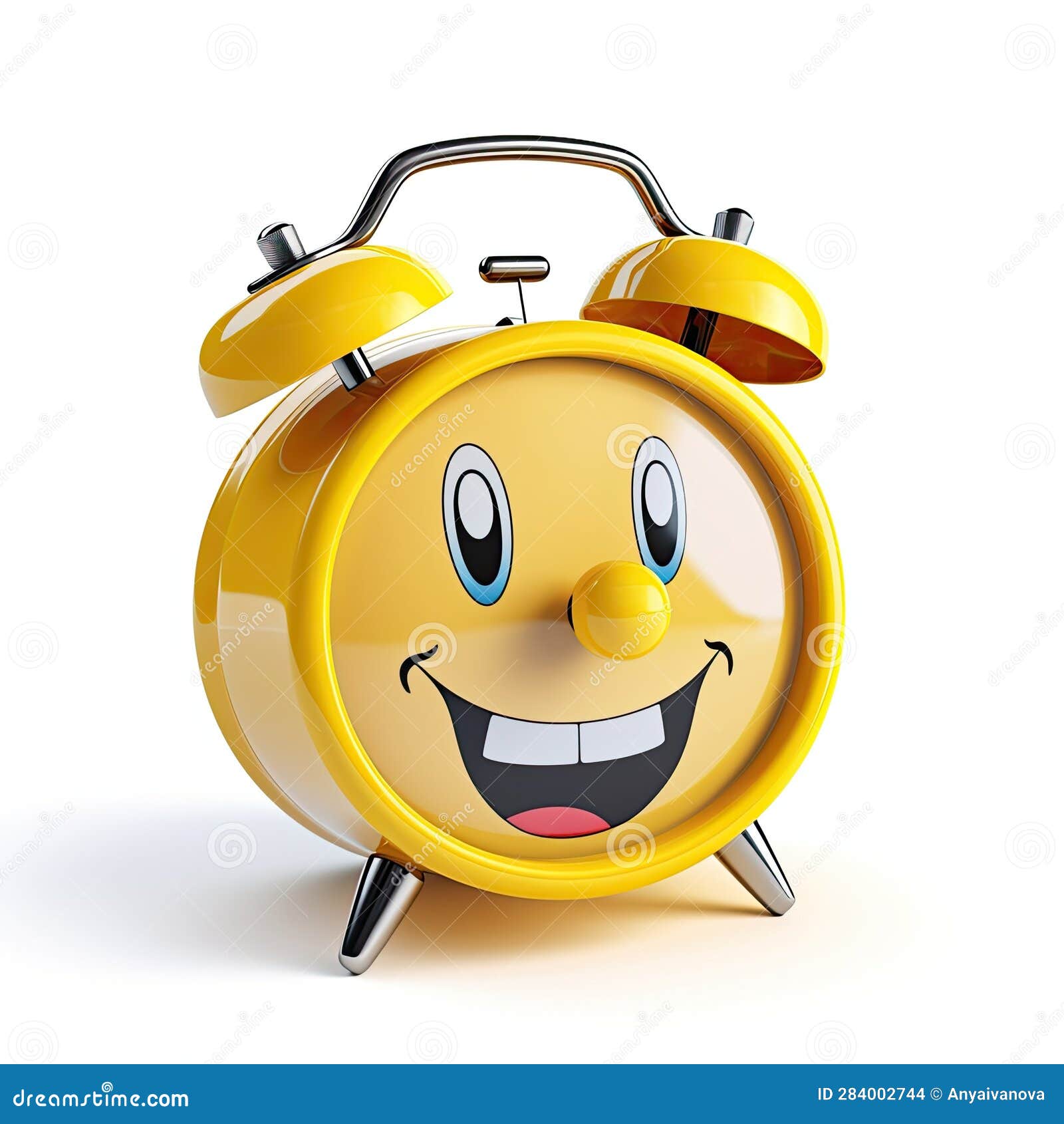 A Yellow Alarm Clock with a Smiling Face. Generative AI Image. Stock ...