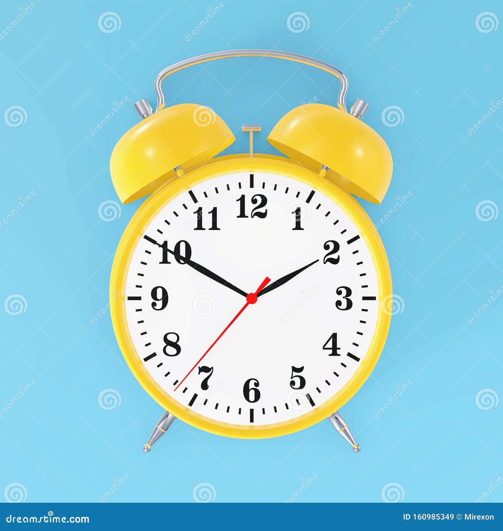 Yellow Alarm Clock. Top View Stock Illustration - Illustration of awake ...