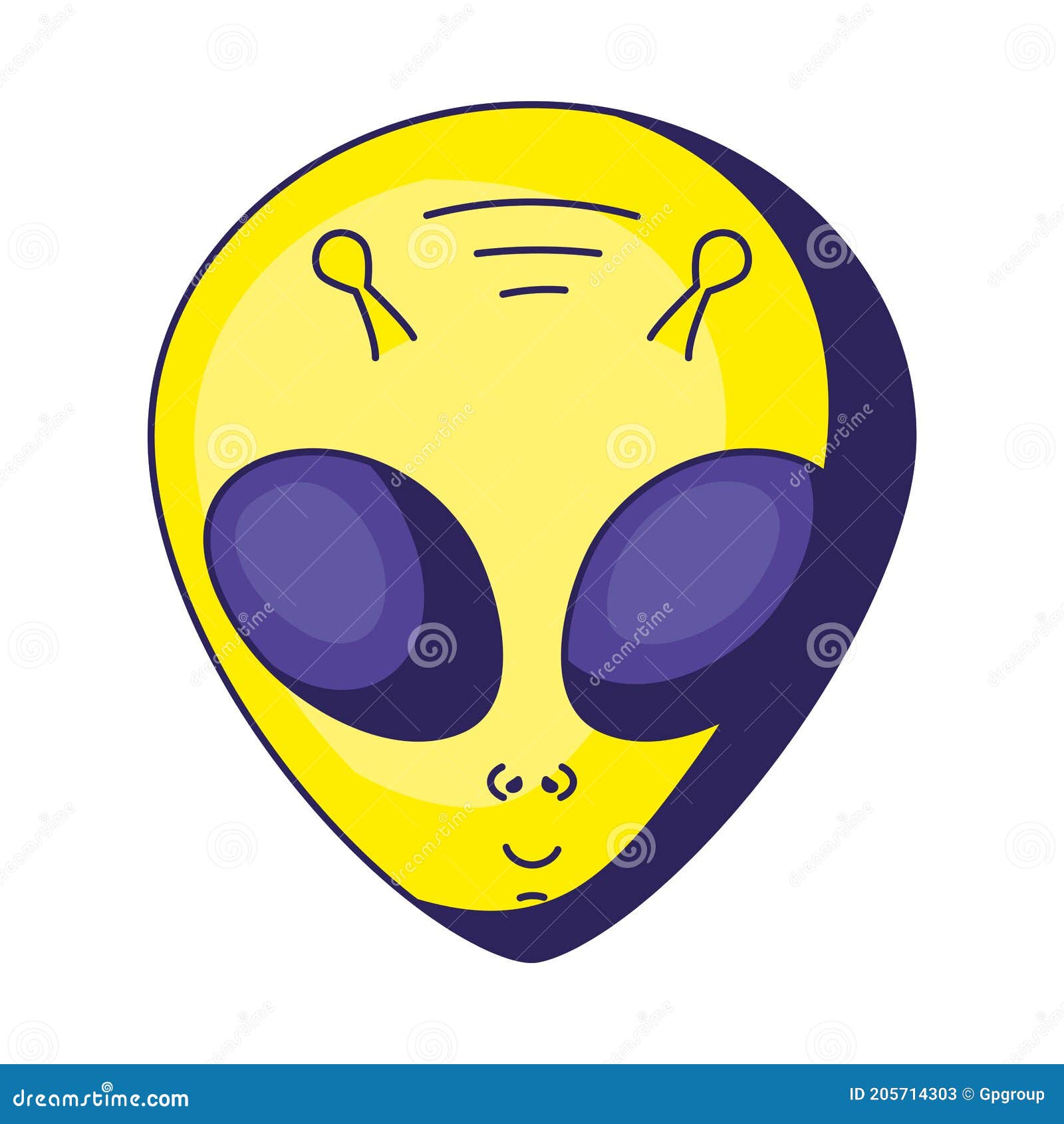 Yellow Alien Smiling on White Background Stock Vector - Illustration of ...