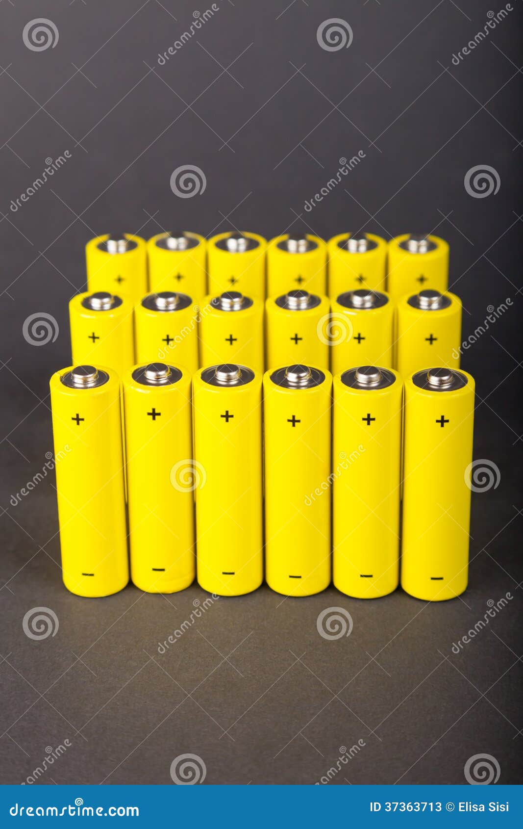 Yellow alkaline batteries stock image. Image of power - 37363713