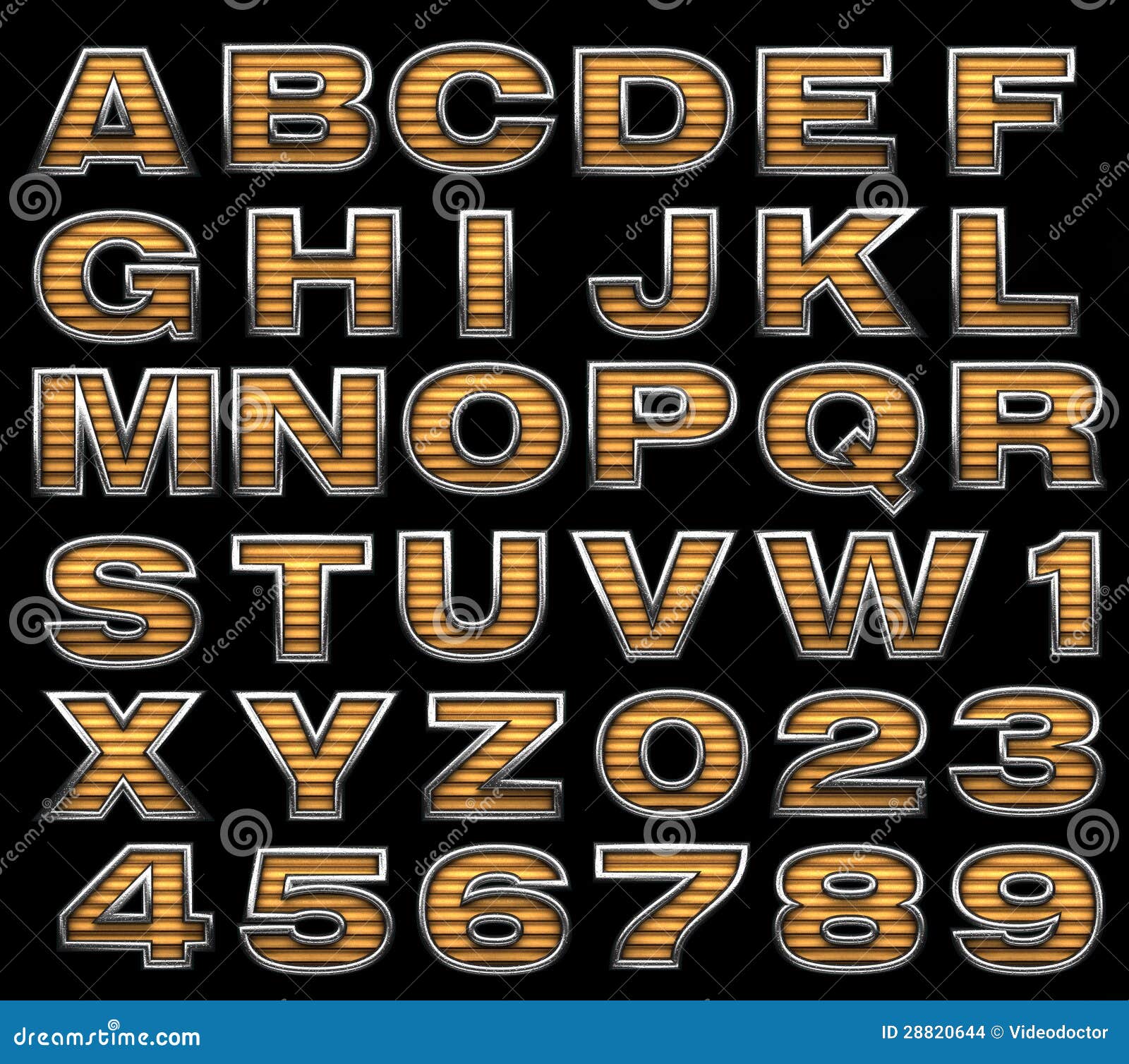 Yellow Alphabet Letters. Font Paint. Blue Calligraphy Design. Hand Ink ...