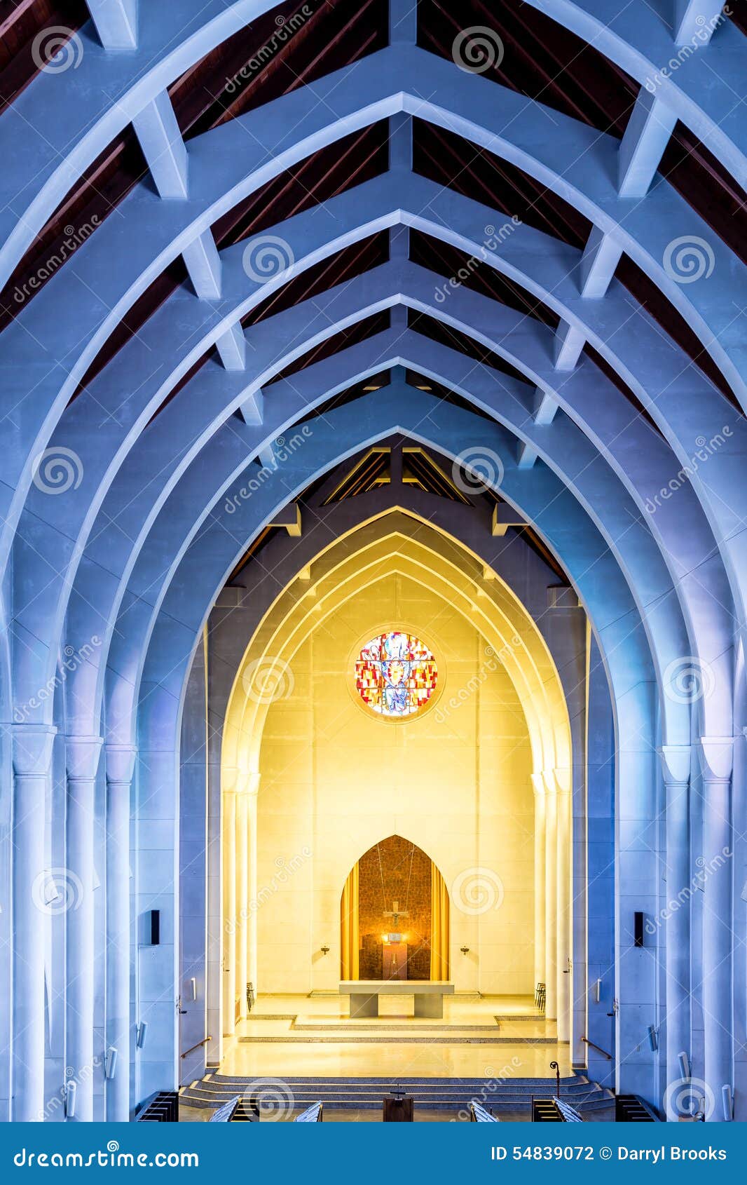 Yellow Altar and Blue Arches Stock Photo - Image of interior, chapel ...