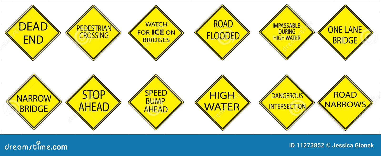 Yellow American Road Signs stock vector. Illustration of america - 11273852