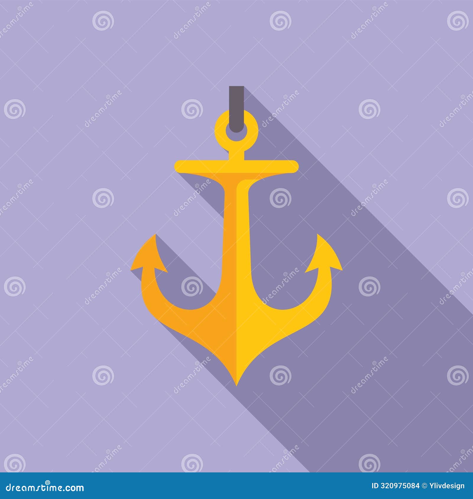 Yellow Anchor Hanging on Purple Background Stock Vector - Illustration ...