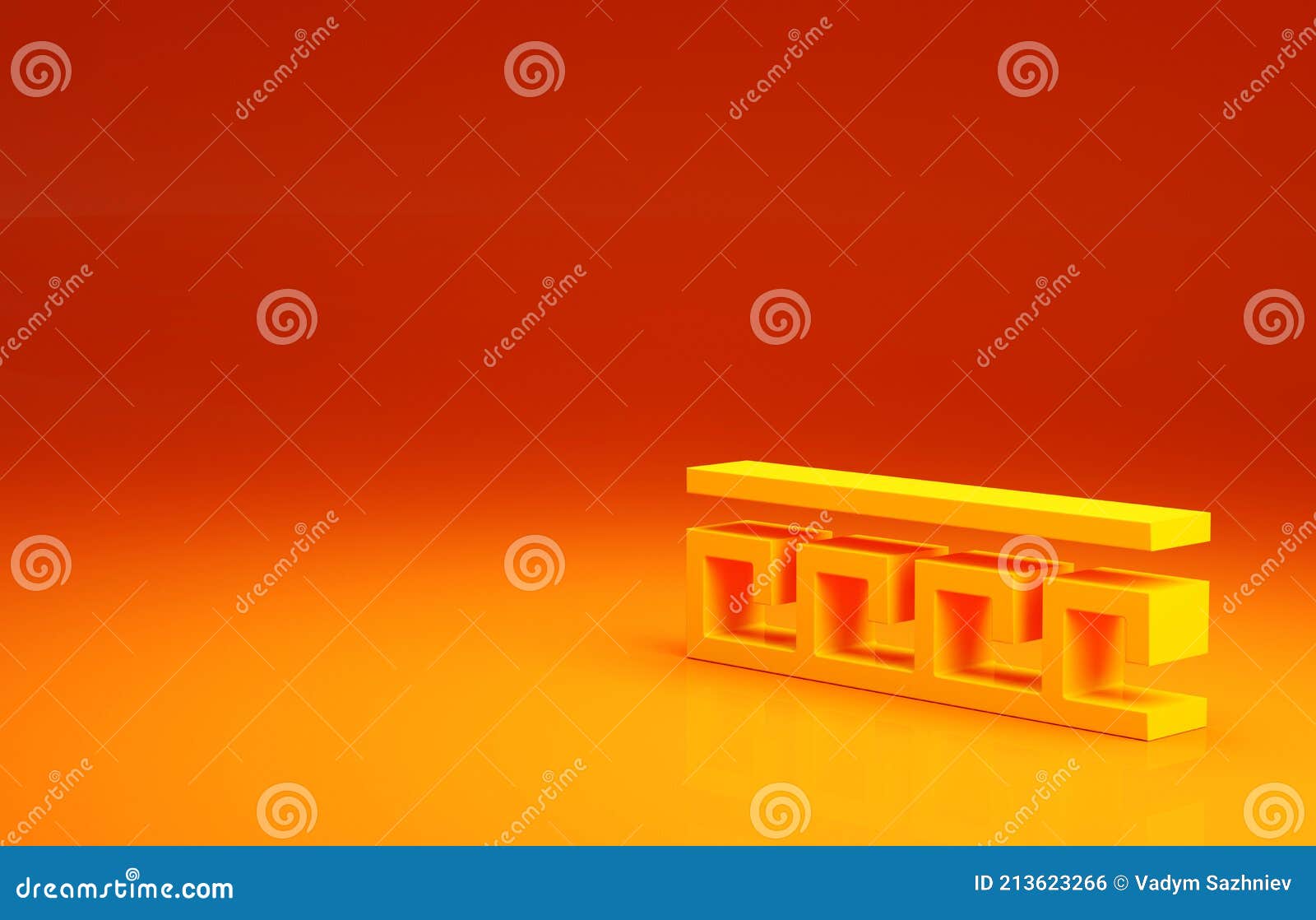 Yellow Ancient Greek Pattern Icon Isolated on Orange Background ...