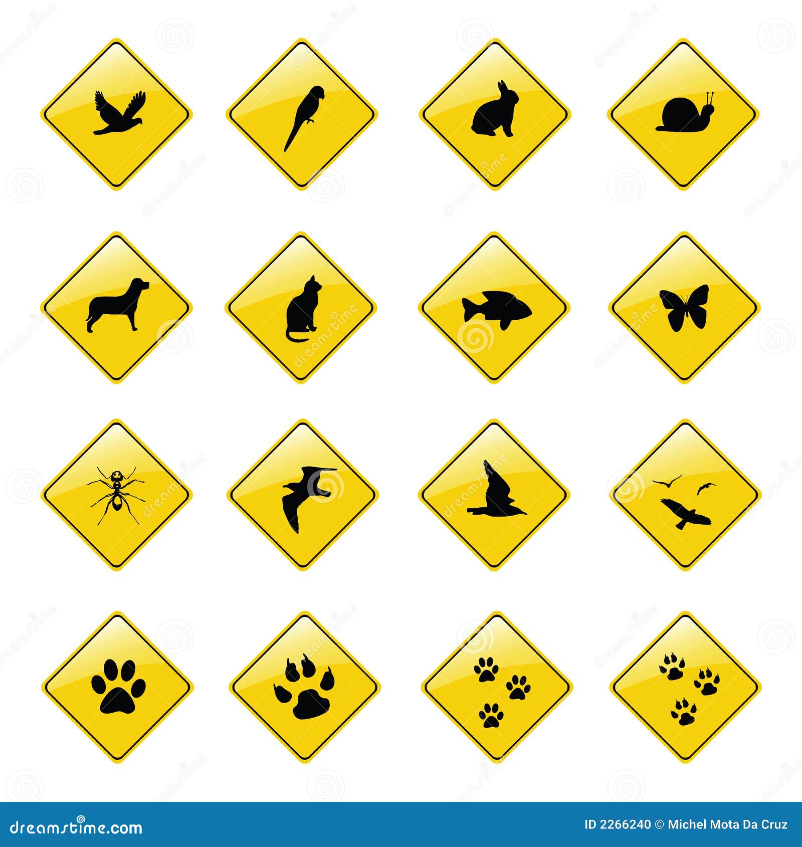 Yellow animal sign icons stock vector. Illustration of rabbit - 2266240