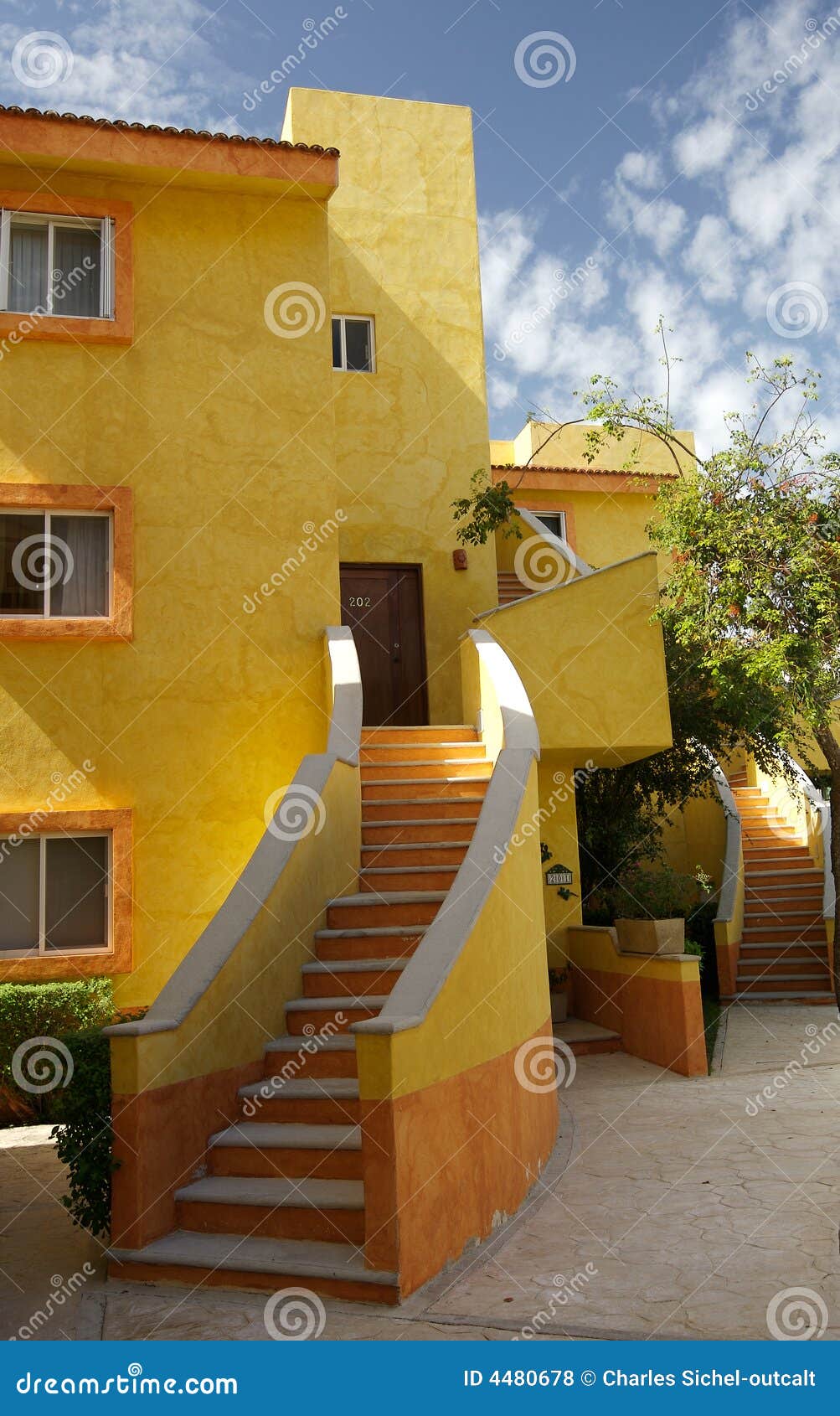 Yellow Apartment Building stock photo. Image of mexican - 4480678