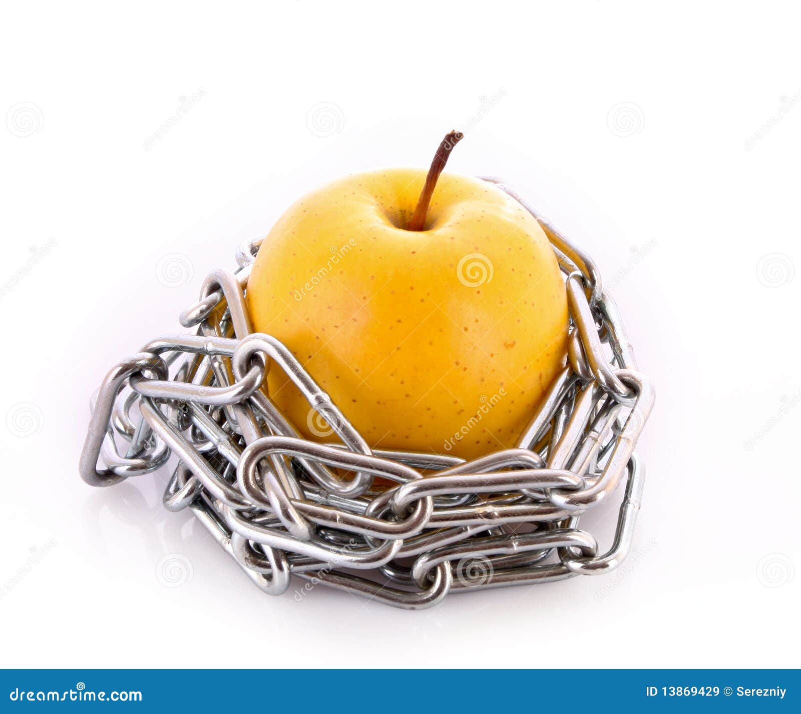 Yellow Apple with Chain Isolated Stock Image - Image of fruit, isolated ...