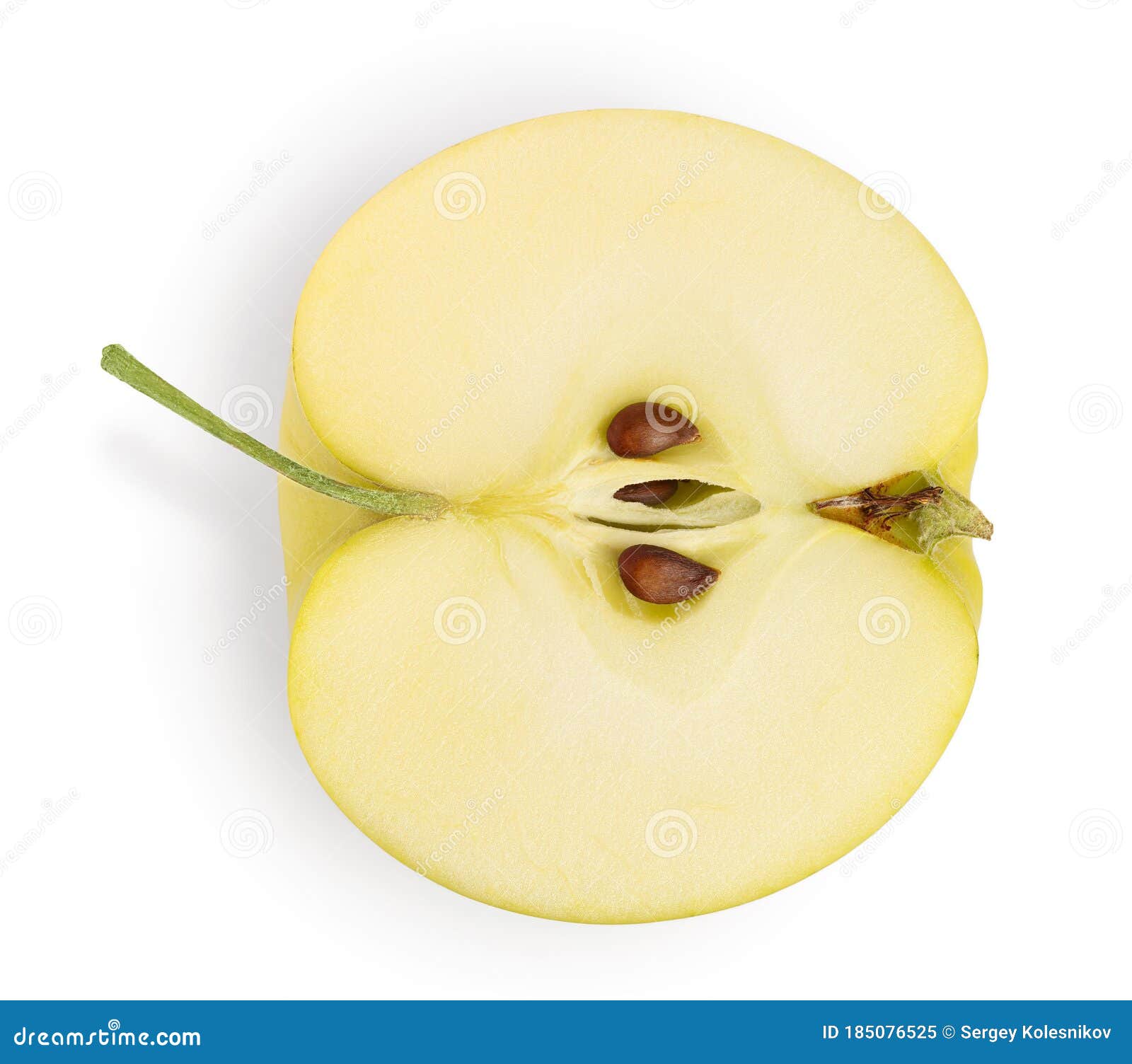 Yellow Apple Half Isolated on White Background with Clipping Path and ...