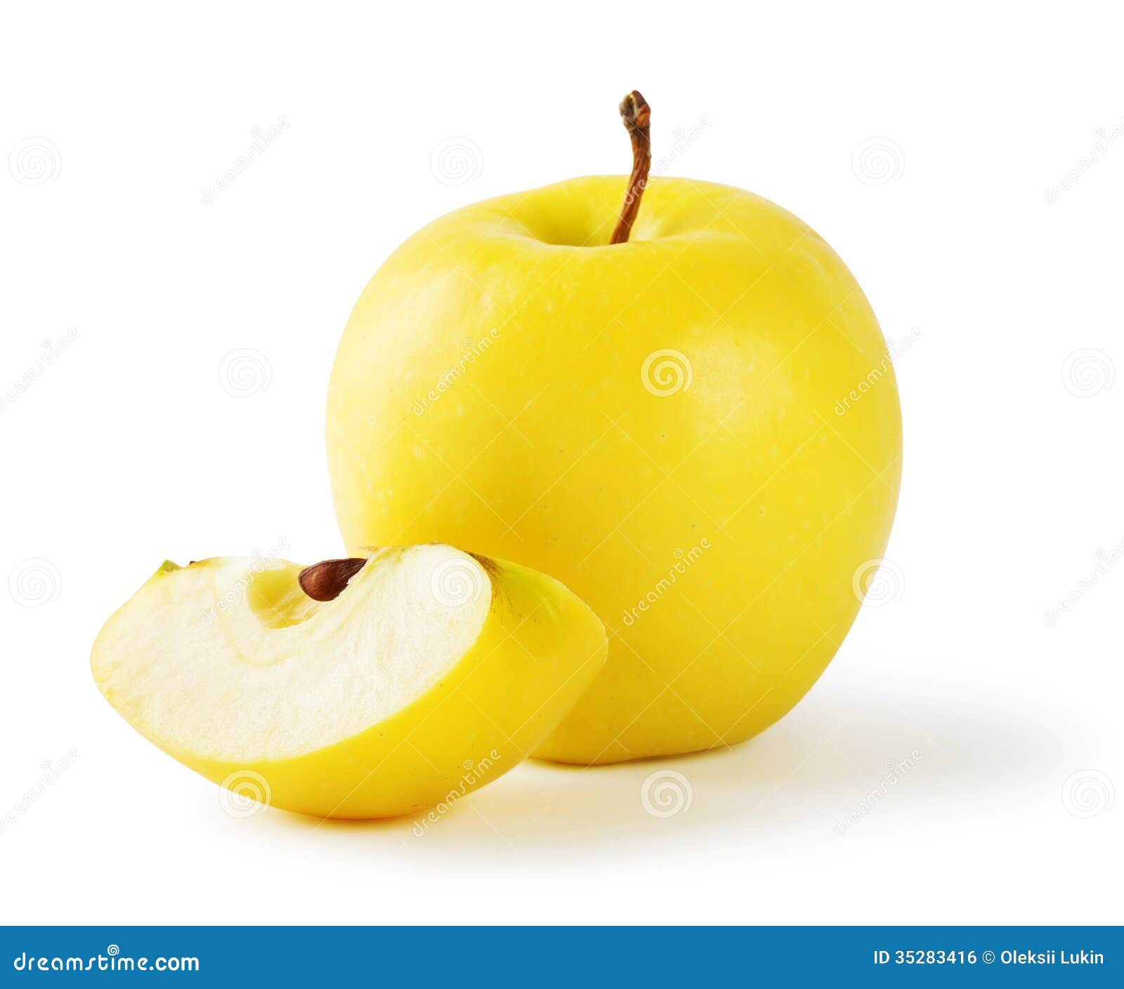 Yellow apple with a slice stock photo. Image of healthy - 35283416