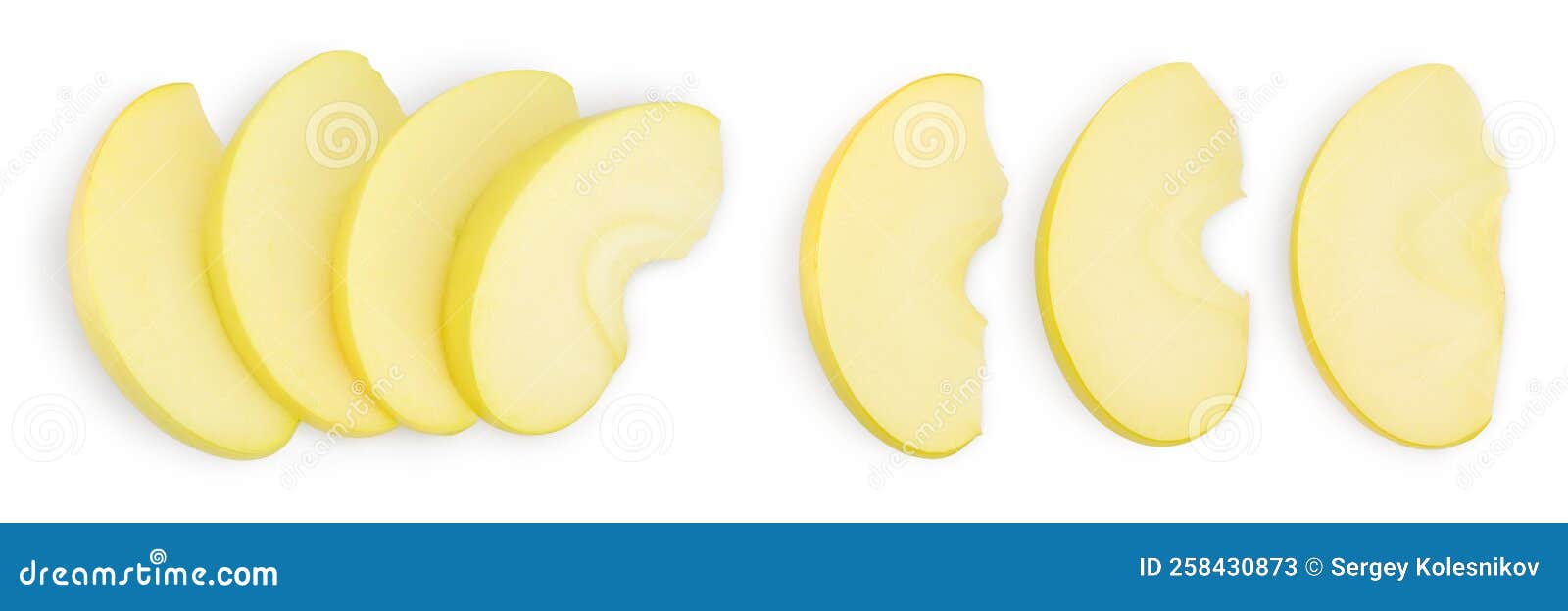 Yellow Apple Slices Isolated on White Background with Full Depth of ...