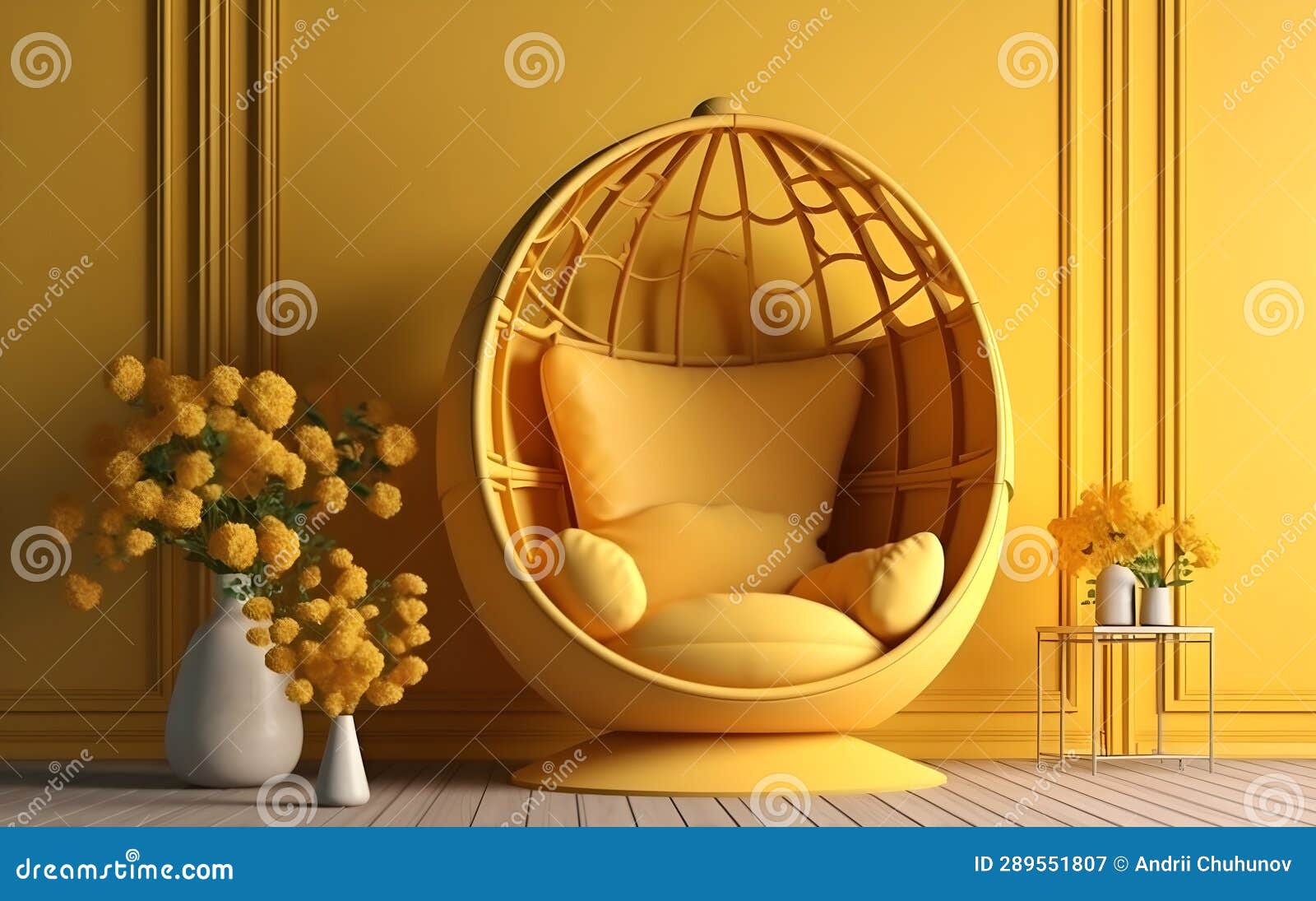 Yellow Armchair in a Yellow Room, Generative AI Stock Illustration ...