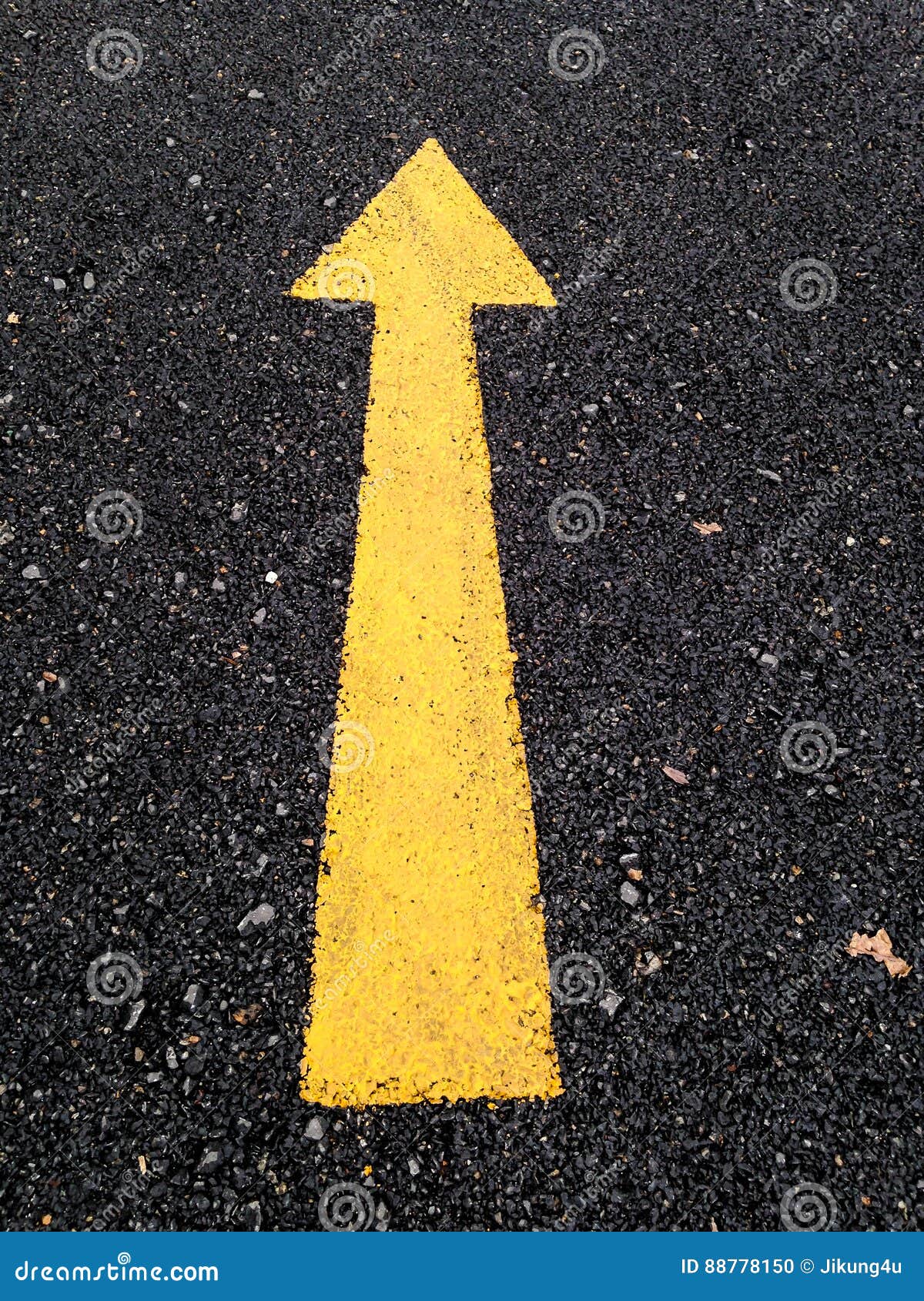 Yellow arrow on asphalt stock photo. Image of concrete - 88778150