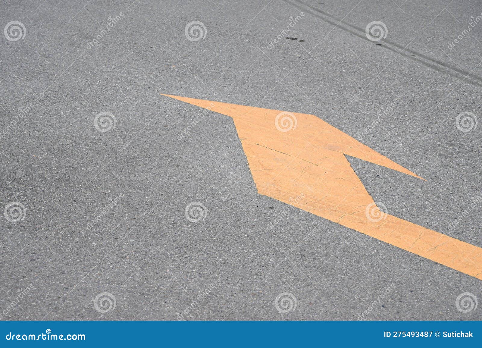 Yellow Arrow on Cement Road, Construction Background Stock Image ...