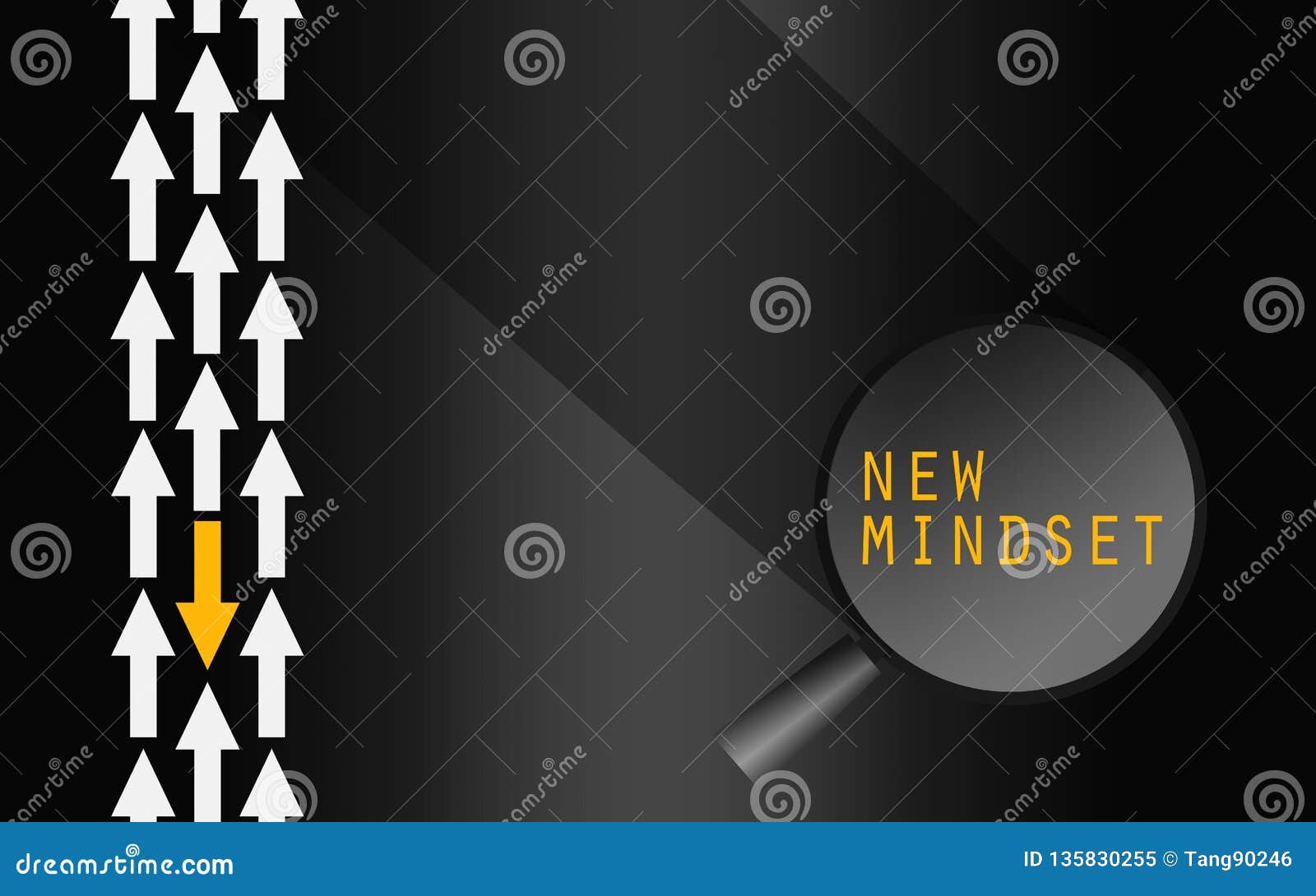 Yellow Arrow Changing Direction, New Mindset Concept Stock Illustration ...