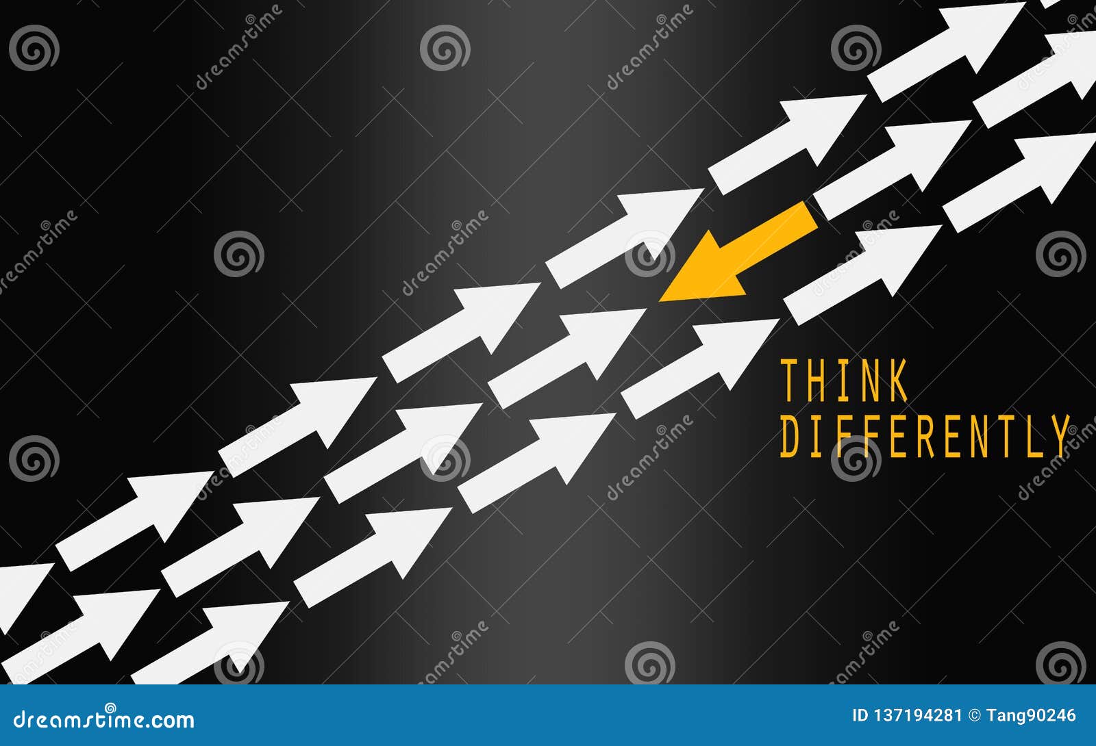 Yellow Arrow Changing Direction, Think Differently Concept Stock ...
