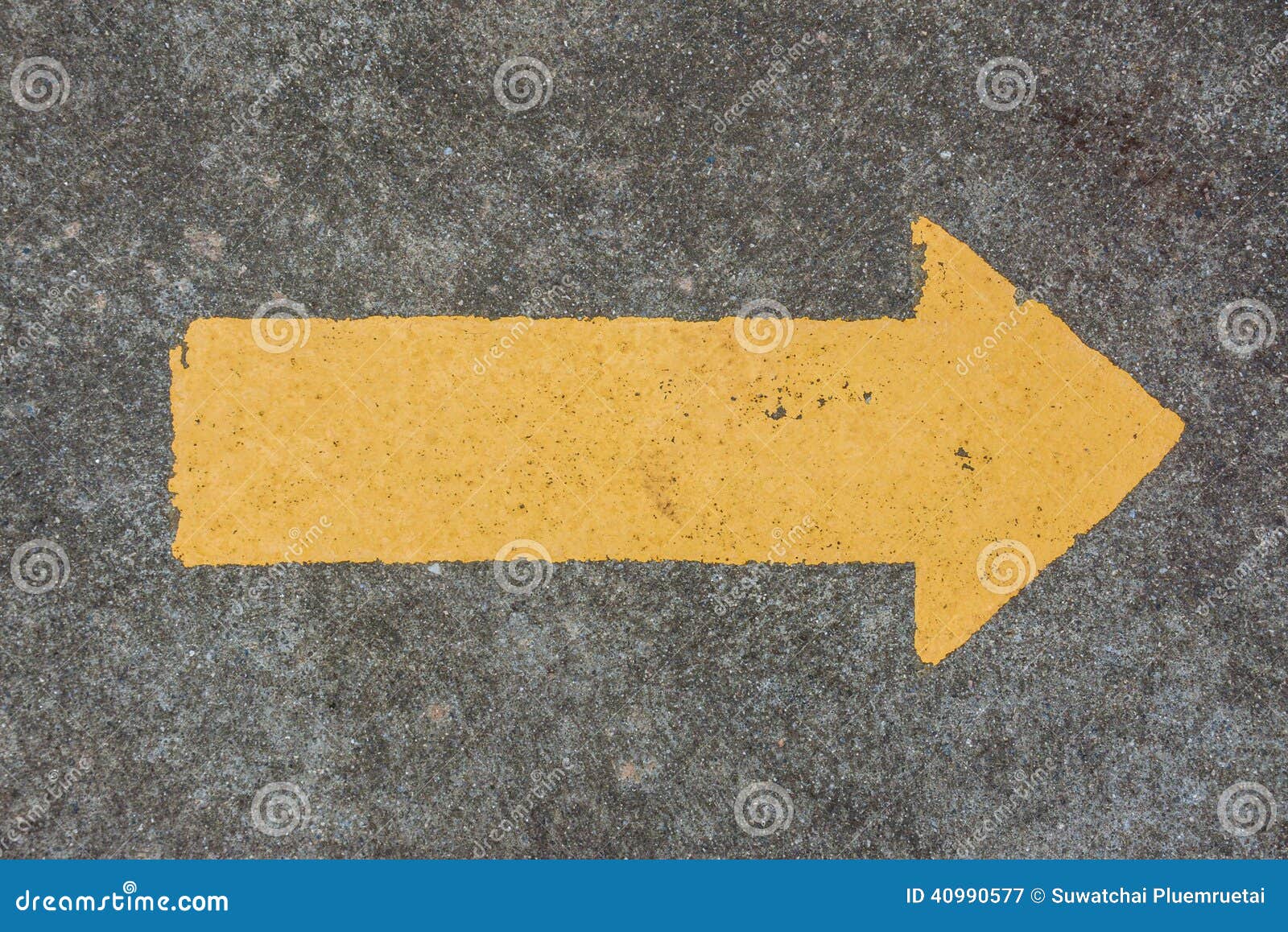 Yellow Arrow on Concrete Floor Stock Image - Image of direction ...