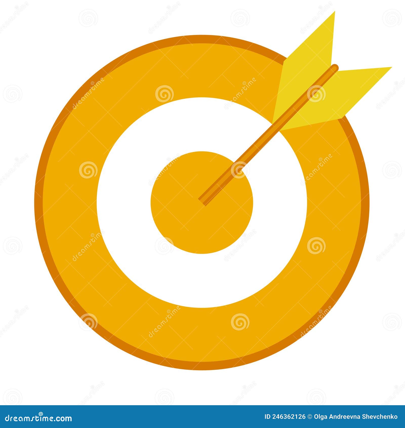 Yellow Arrow Hitting a Target Icon on White Background Stock Vector ...
