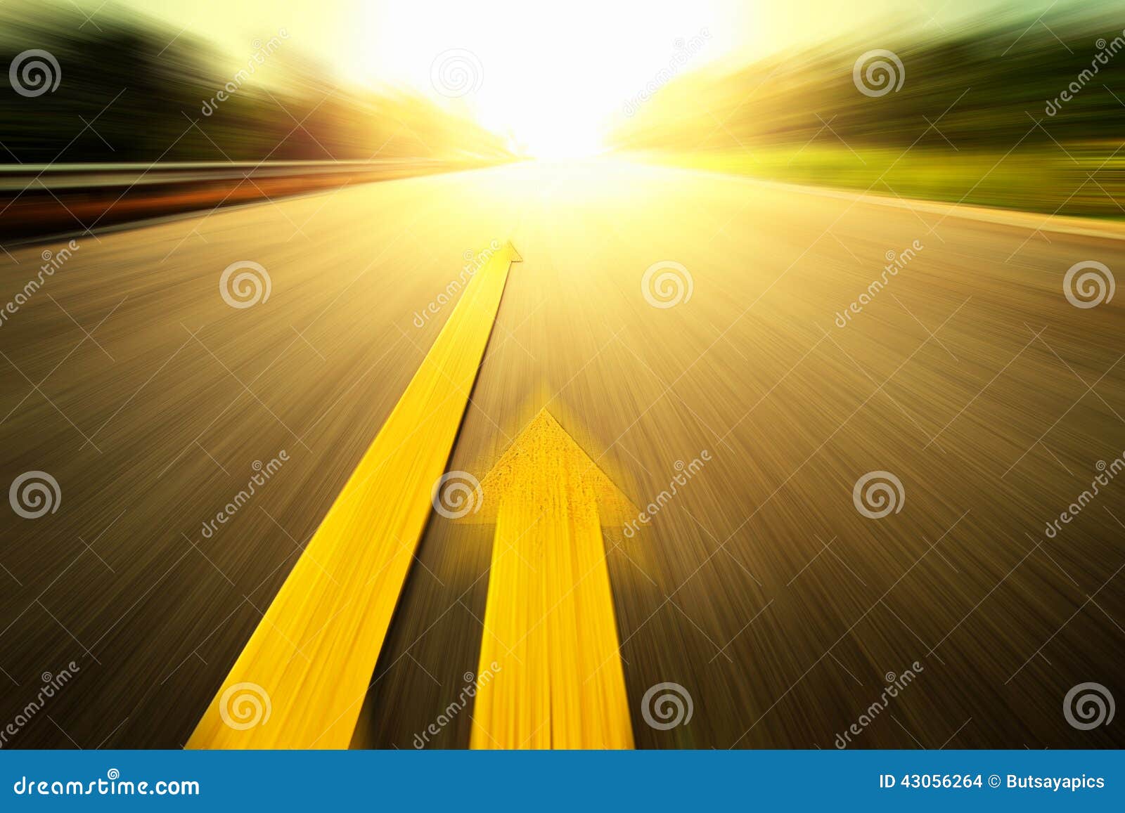Yellow Arrow Line Exceeding on the Road. Stock Photo - Image of highway ...