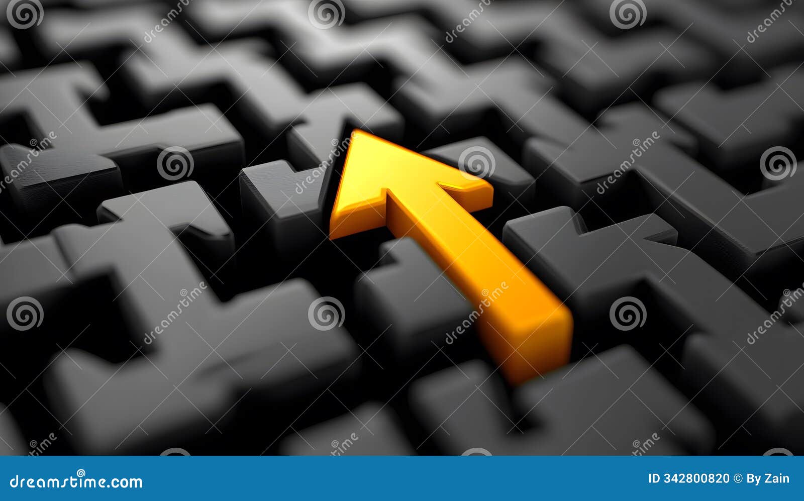 Yellow Arrow Navigating through a Black Maze, Concept of Direction ...