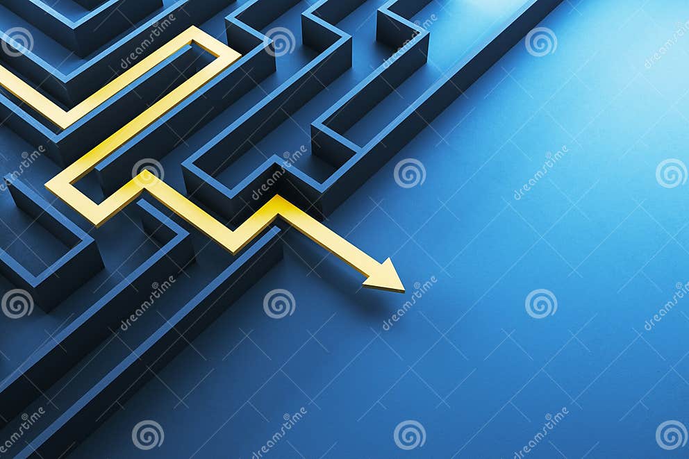 A Yellow Arrow Navigating through a Blue Maze, Symbolizing Problem ...