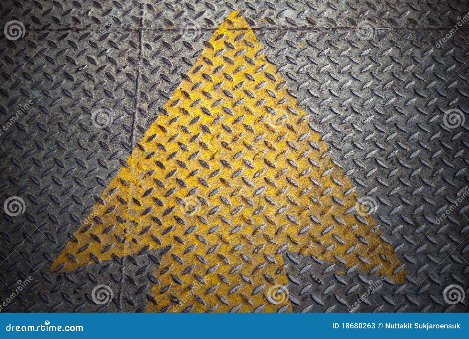 Yellow Arrow Paint on Steel Stock Image - Image of street, triangles ...