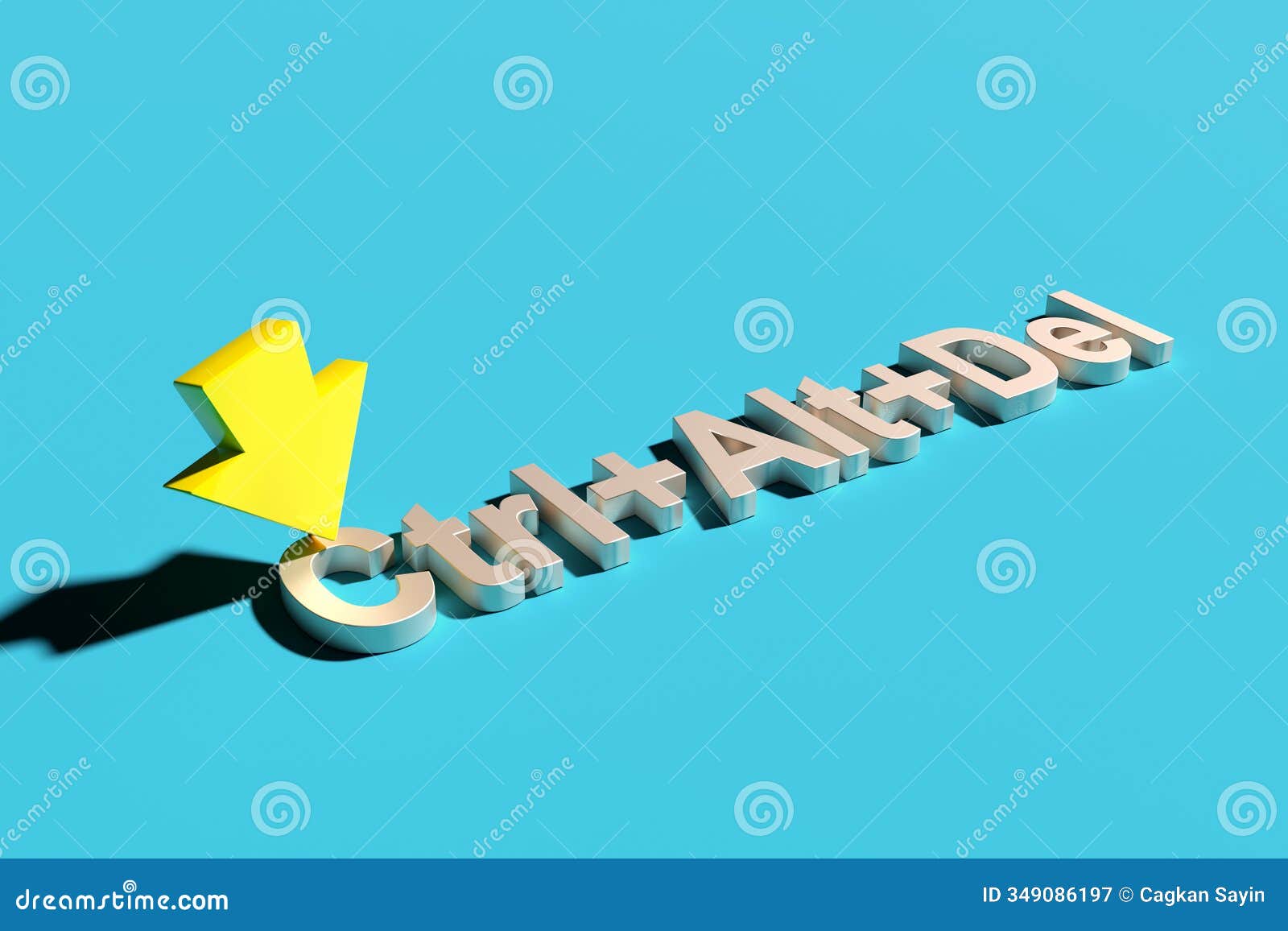 Yellow Arrow Pointing Ctrl Alt Del Shortcut on Blue Background Stock ...