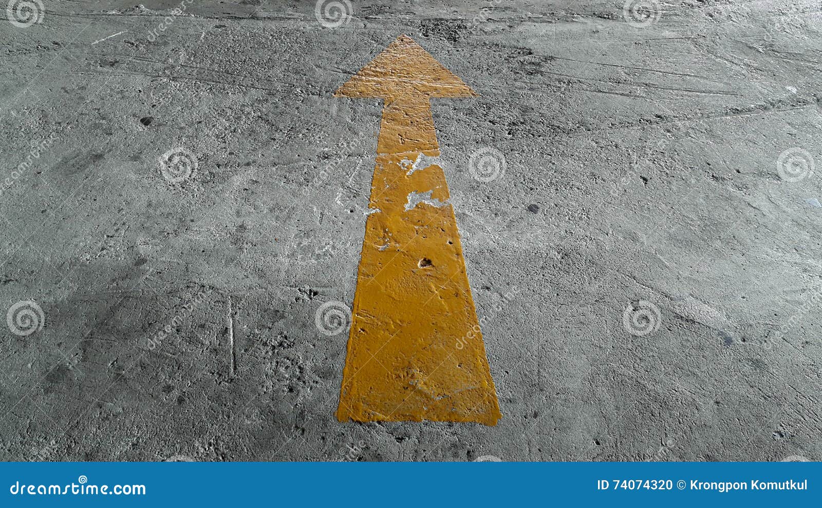 Yellow Arrow Sign on the Ground Stock Photo - Image of space, carpark ...