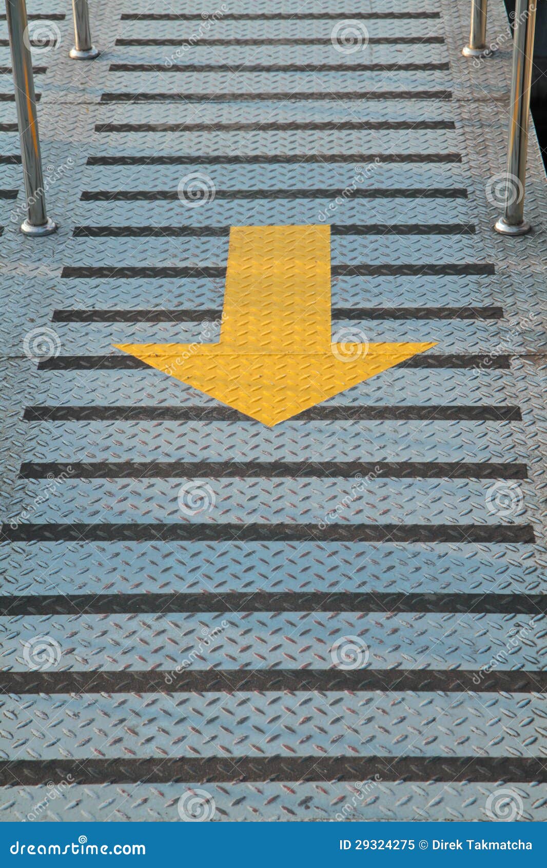 Yellow Arrow Sign on Walkway Stock Image - Image of outdoor, paint ...