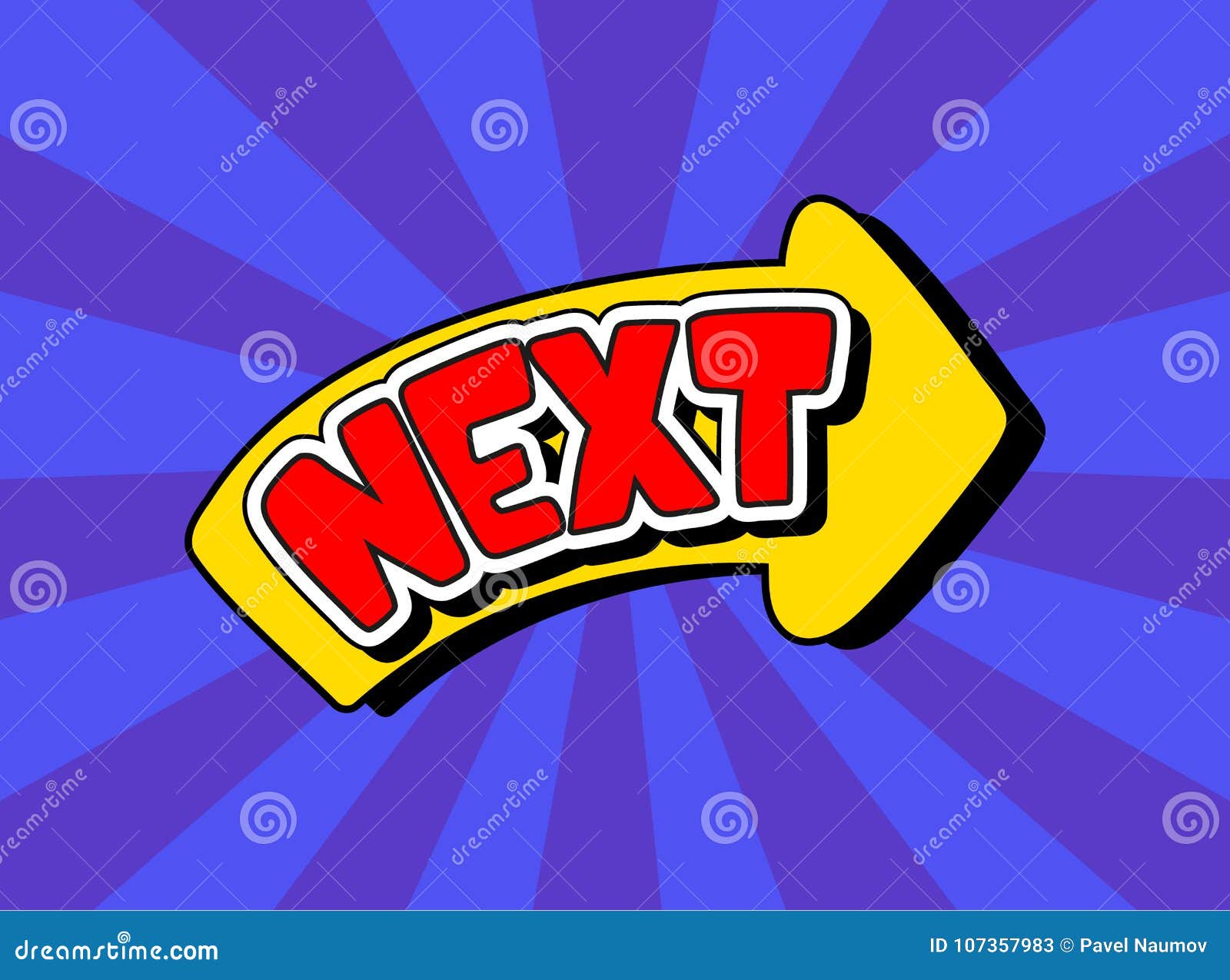 Yellow Arrow with Text Next, Comic Sound Effect, Layout Template with ...