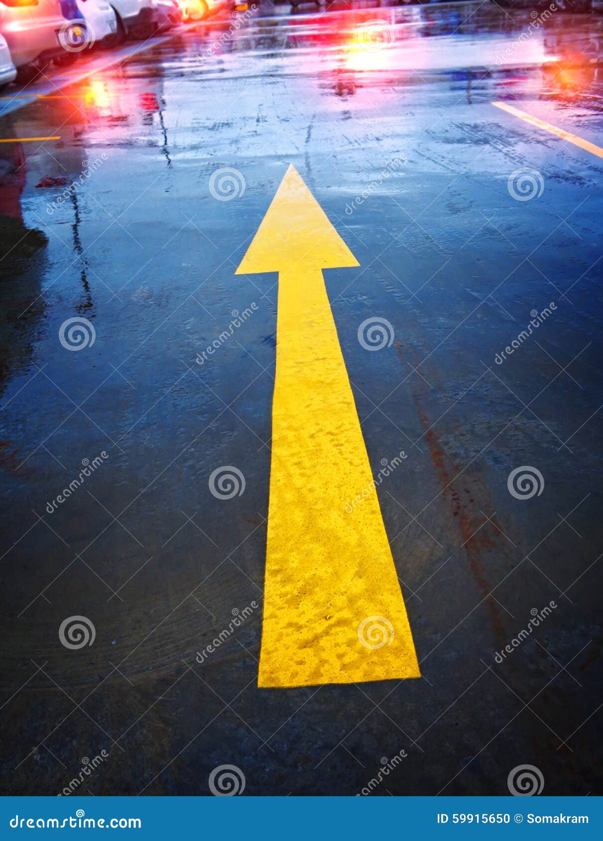 Yellow Arrow On Stairs, Keep Right Sign Stock Photography ...