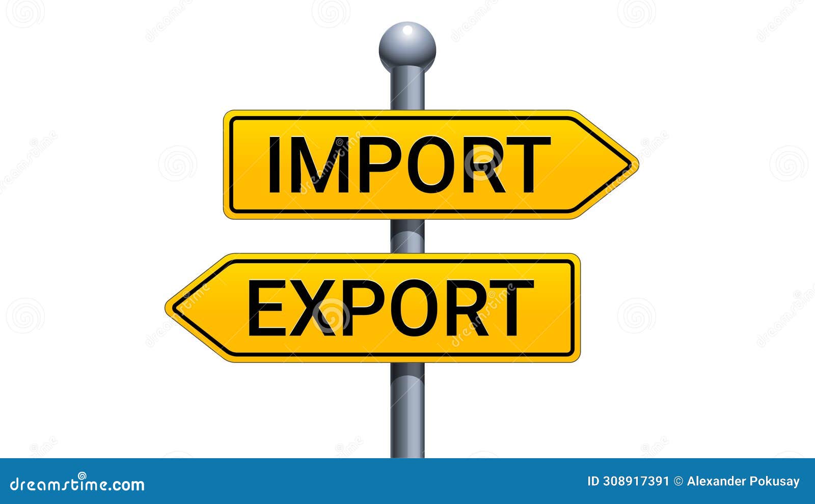 Yellow Arrows Sign Import Export Raster Stock Illustration ...