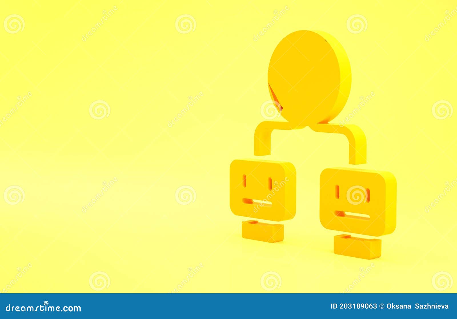 Yellow Artificial Intelligence Icon Isolated on Yellow Background ...