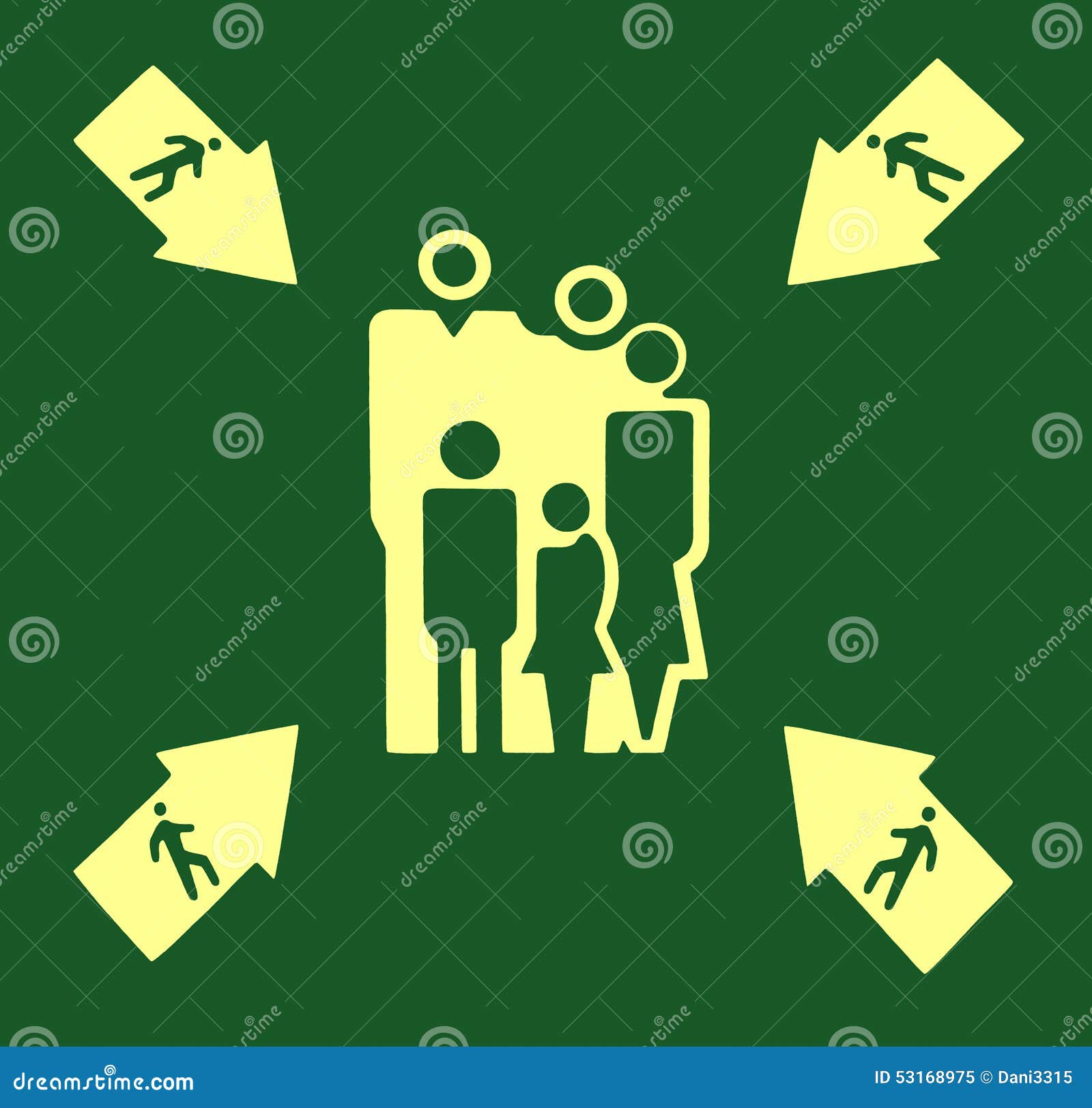 Assembly Point Sign, Fire Evacuation Meeting Place Cartoon Vector ...