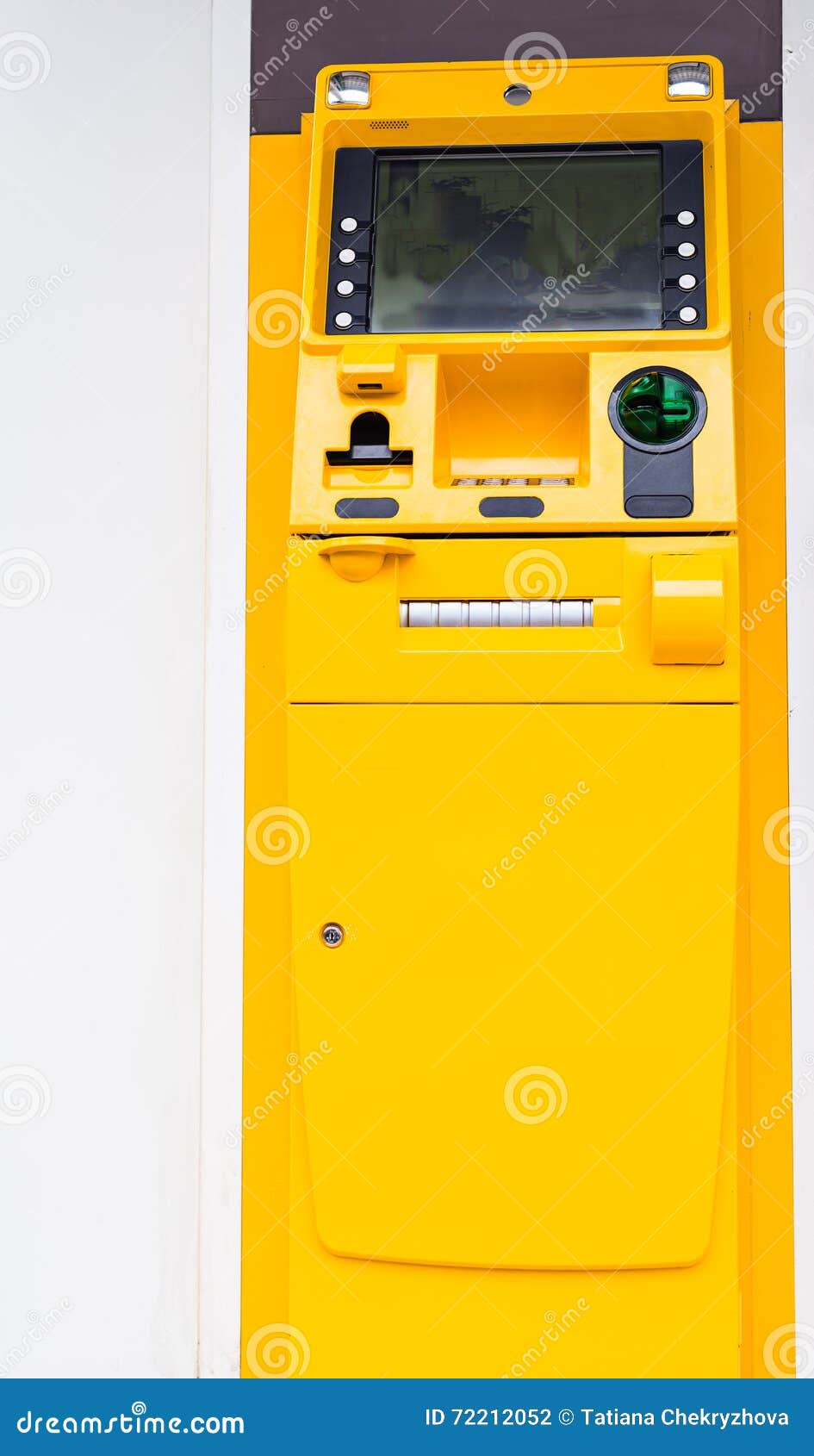 Yellow ATM machine stock photo. Image of screen, blue - 72212052