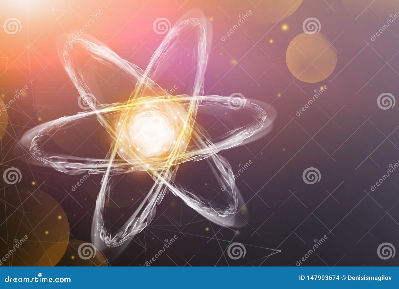 Yellow Atom Model Abstract Background Stock Illustration - Illustration ...