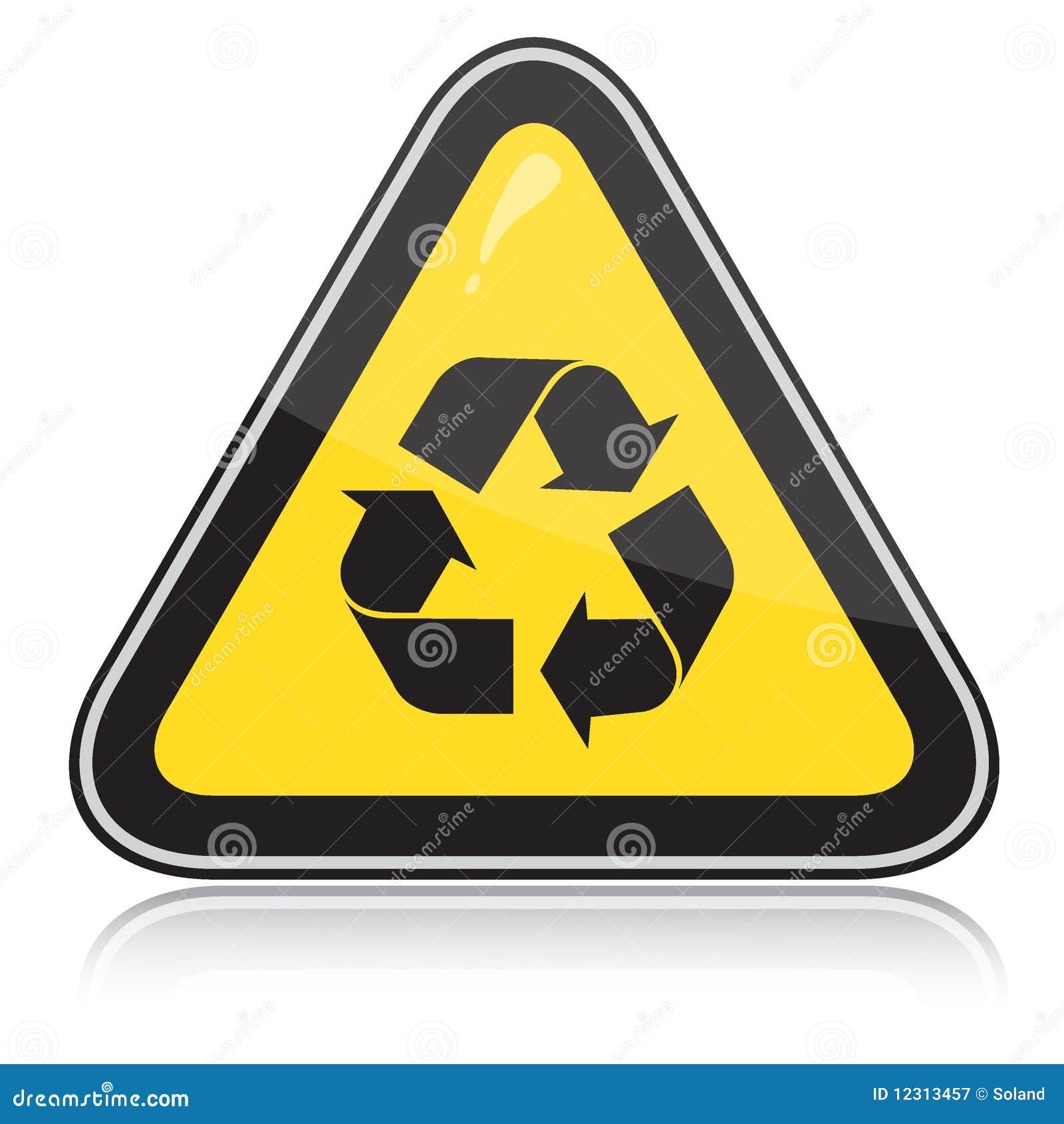Yellow Trash With A Recycle Symbol Royalty Free Stock Recycling Symbol ...