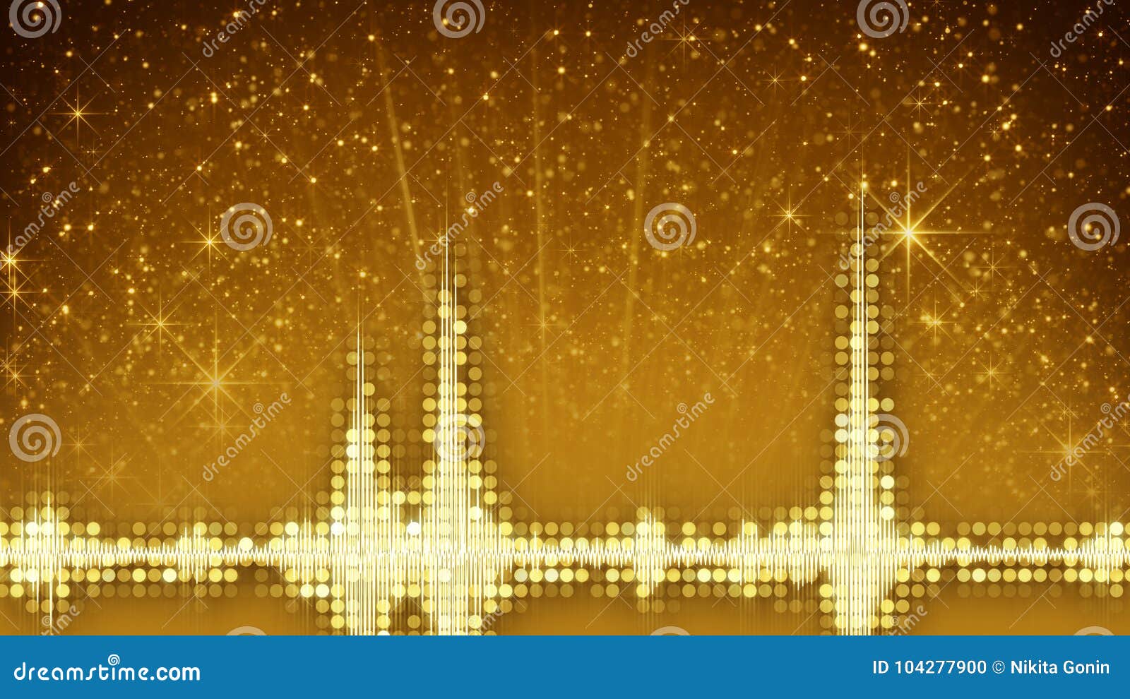 Yellow Audio Waveform Equalizer and Particles Stock Illustration ...
