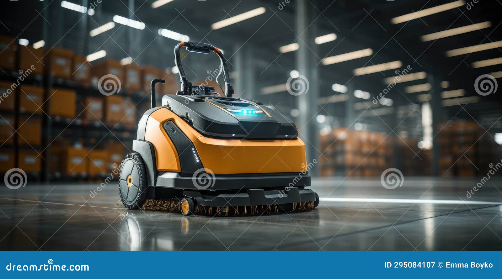 Yellow Automatic Robot for Cleaning and Cleaning Warehouse or Premises ...