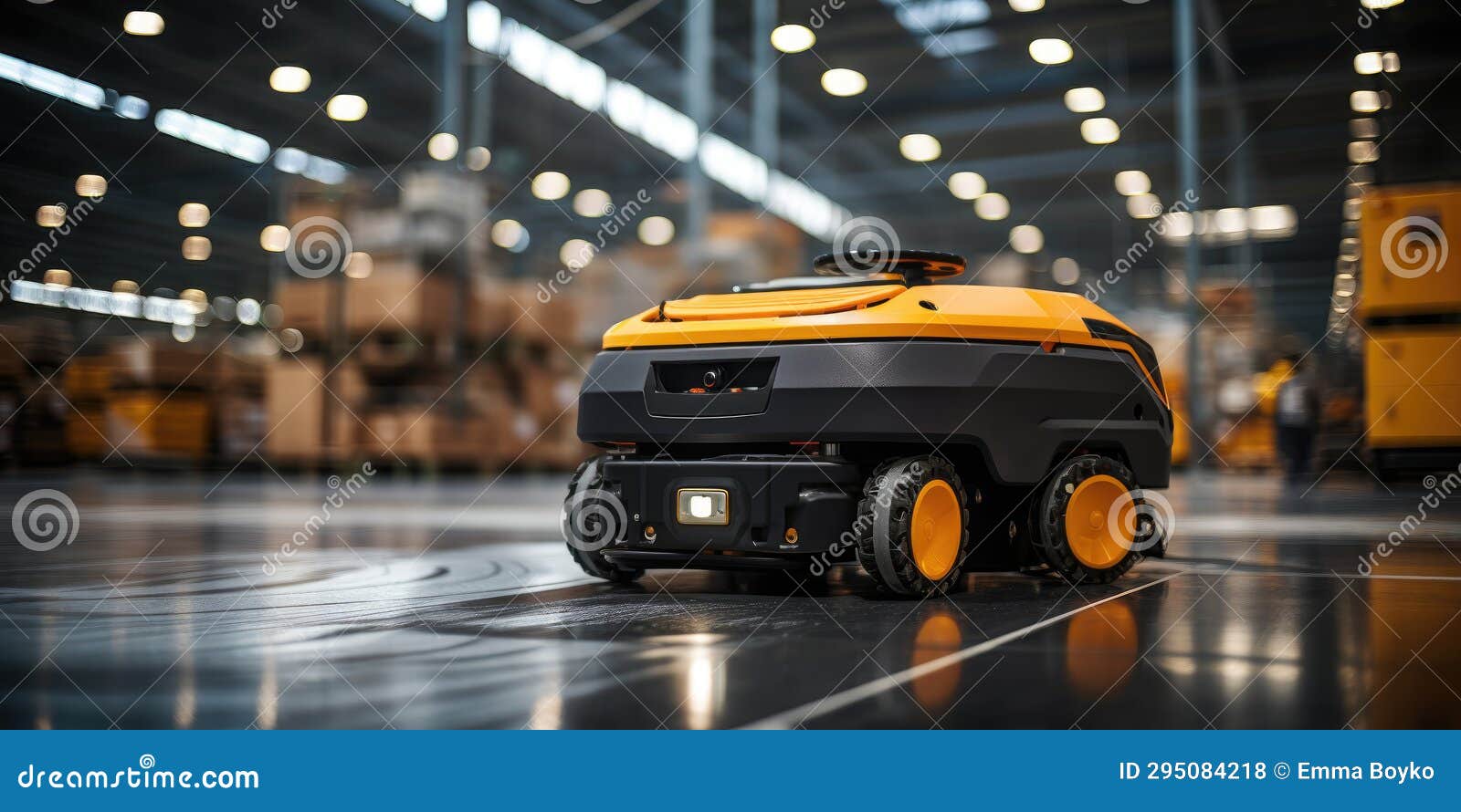 Yellow Automatic Robot for Cleaning and Cleaning Warehouse or Premises ...