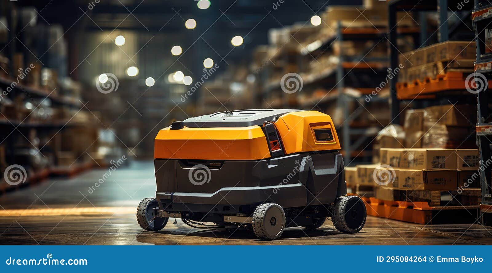 Yellow Automatic Robot for Cleaning and Cleaning Warehouse or Premises ...