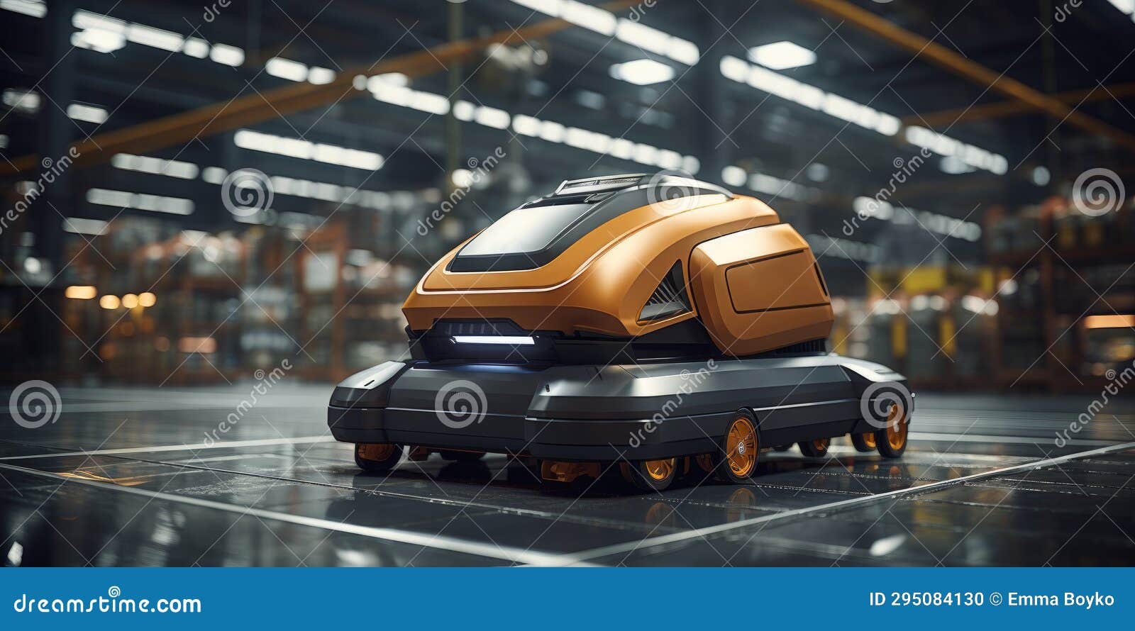 Yellow Automatic Robot for Cleaning and Cleaning Warehouse or Premises ...